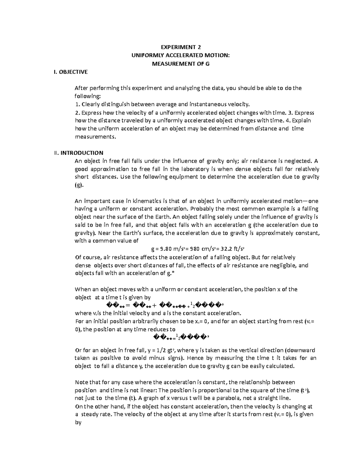 Centeno, Carl Darren D - GE-1B- LAB02 - EXPERIMENT 2 UNIFORMLY ACCELERATED MOTION: MEASUREMENT ...
