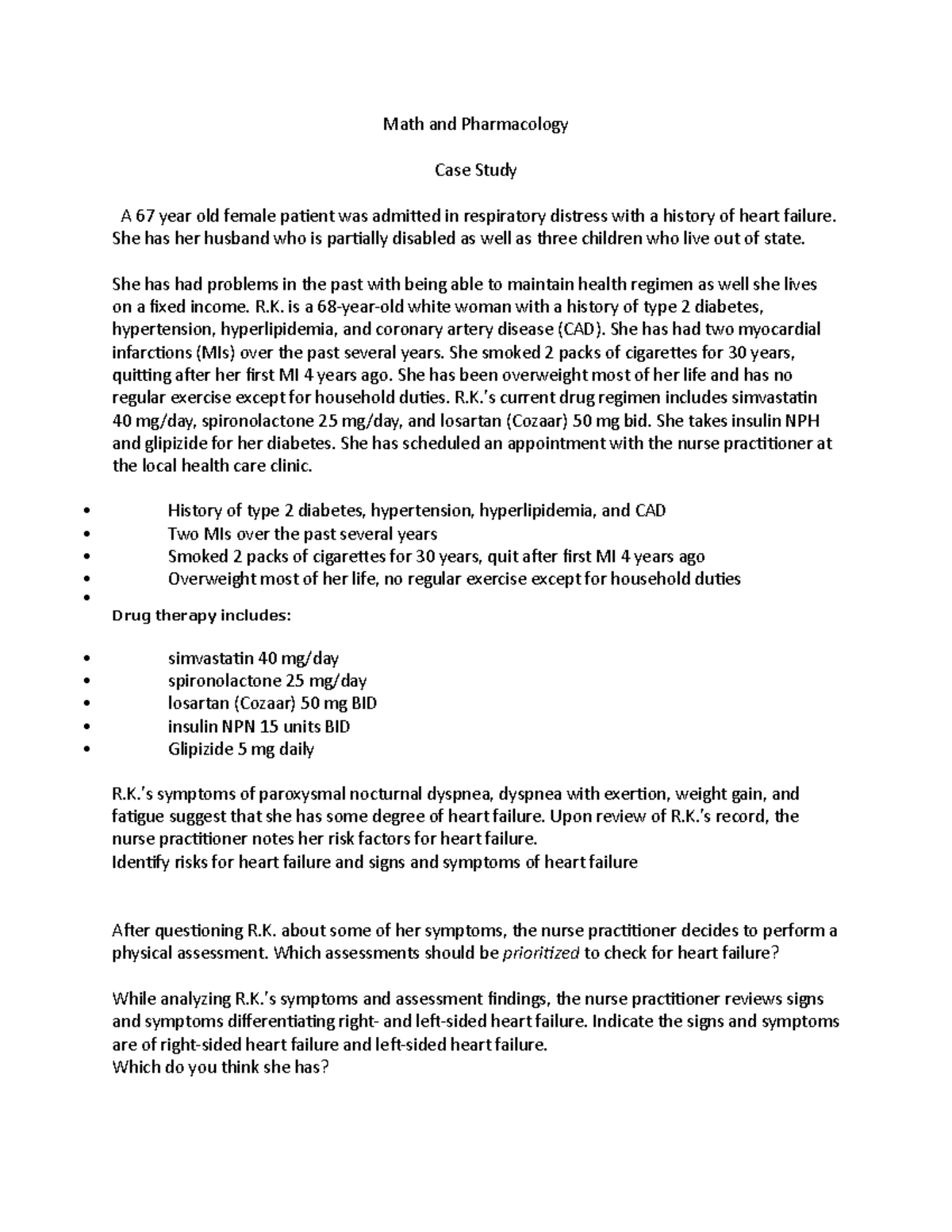 Math and Pharmacology Case Study - Math and Pharmacology Case Study A ...