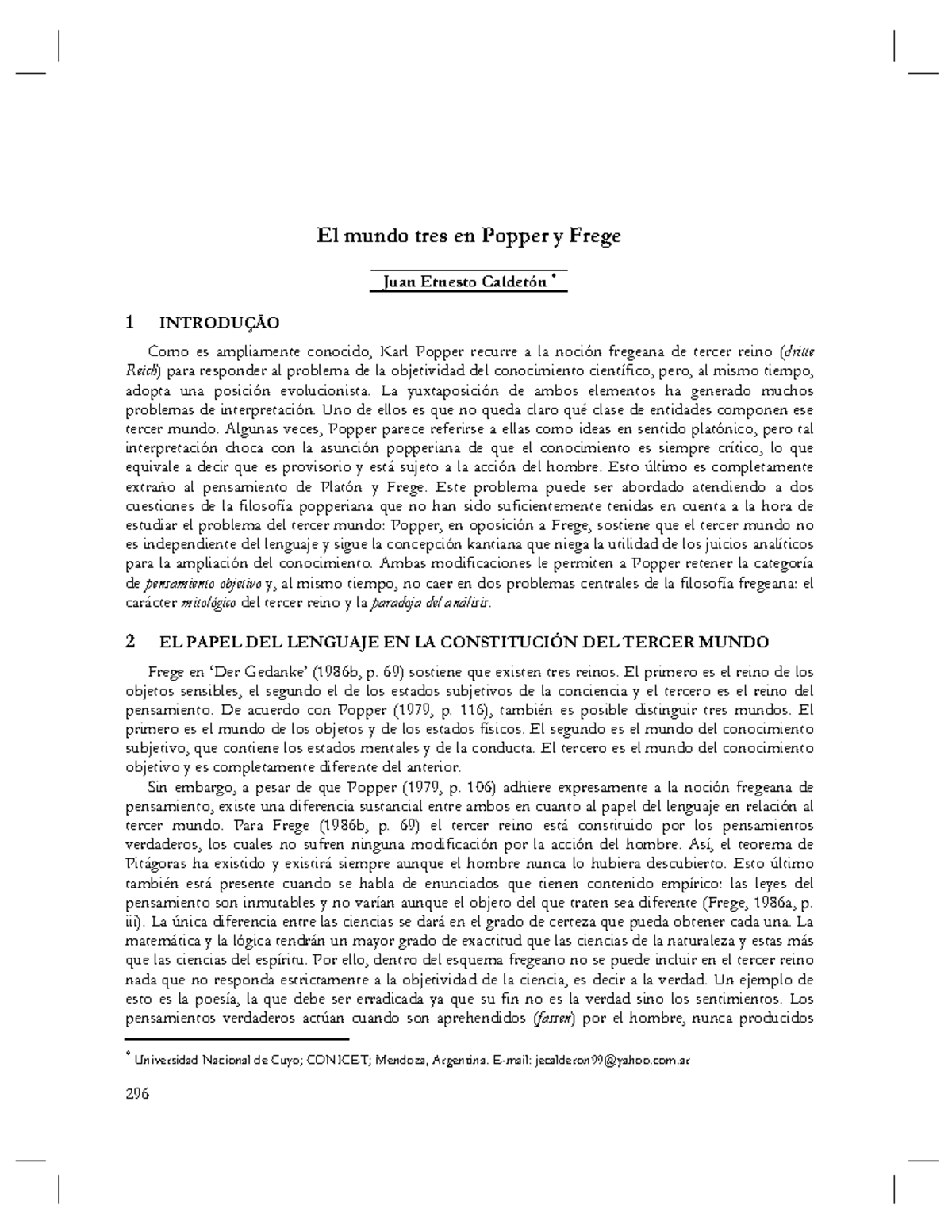 El mundo tres en popper y frege - El mundo tres en Popper y Frege Juan ...