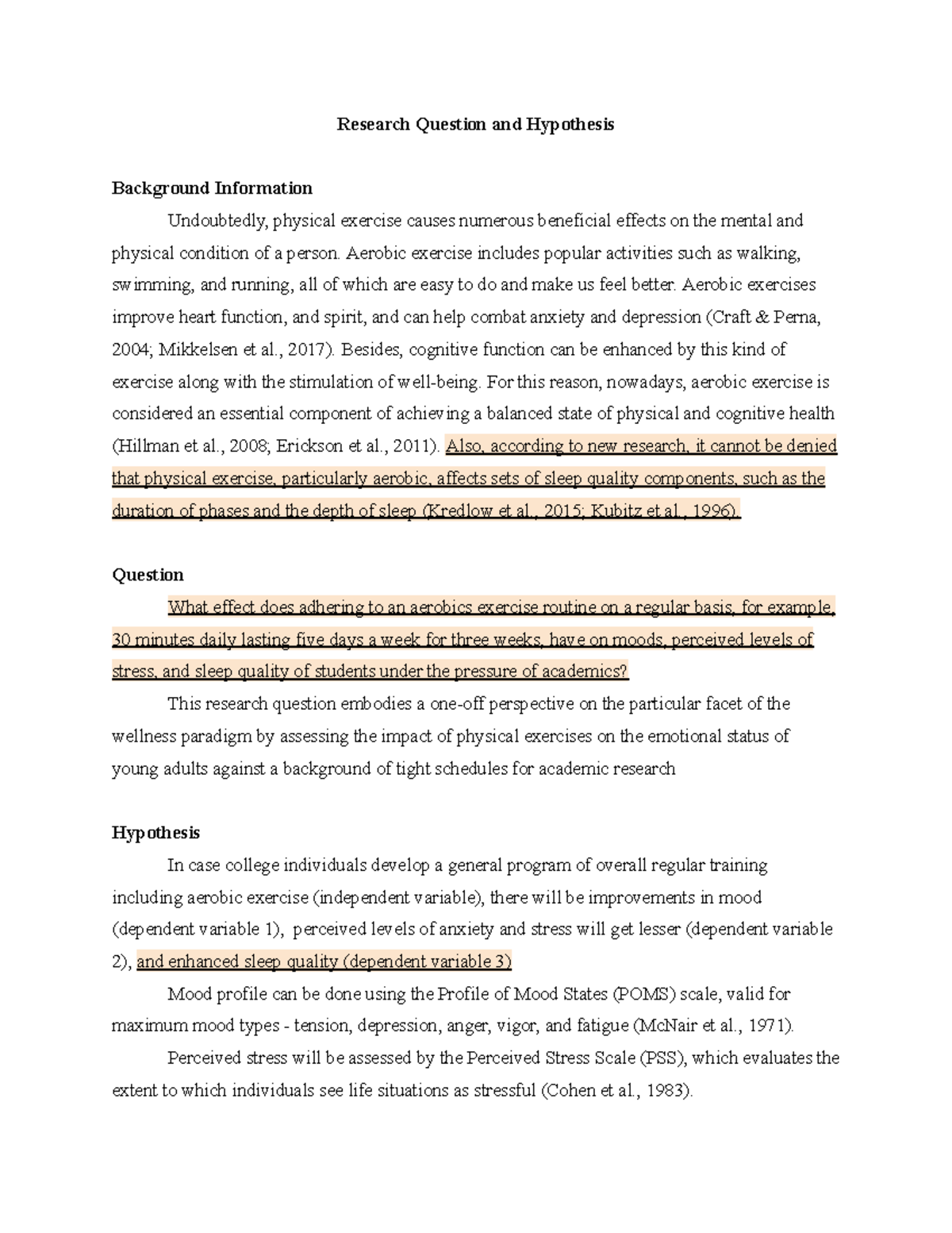 Research Question and Hypothesis (1) - Research Question and Hypothesis ...