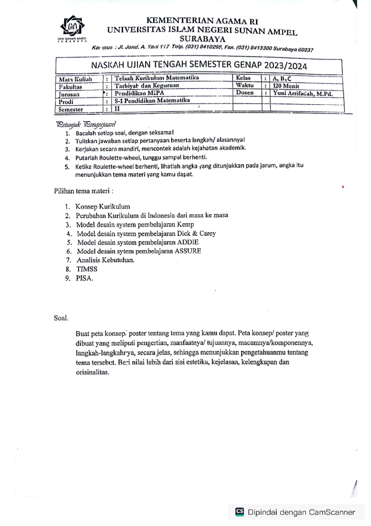 Soal-uts-tkm - example assesment curiculume - KEMENTERIAN AGAMA RI ...
