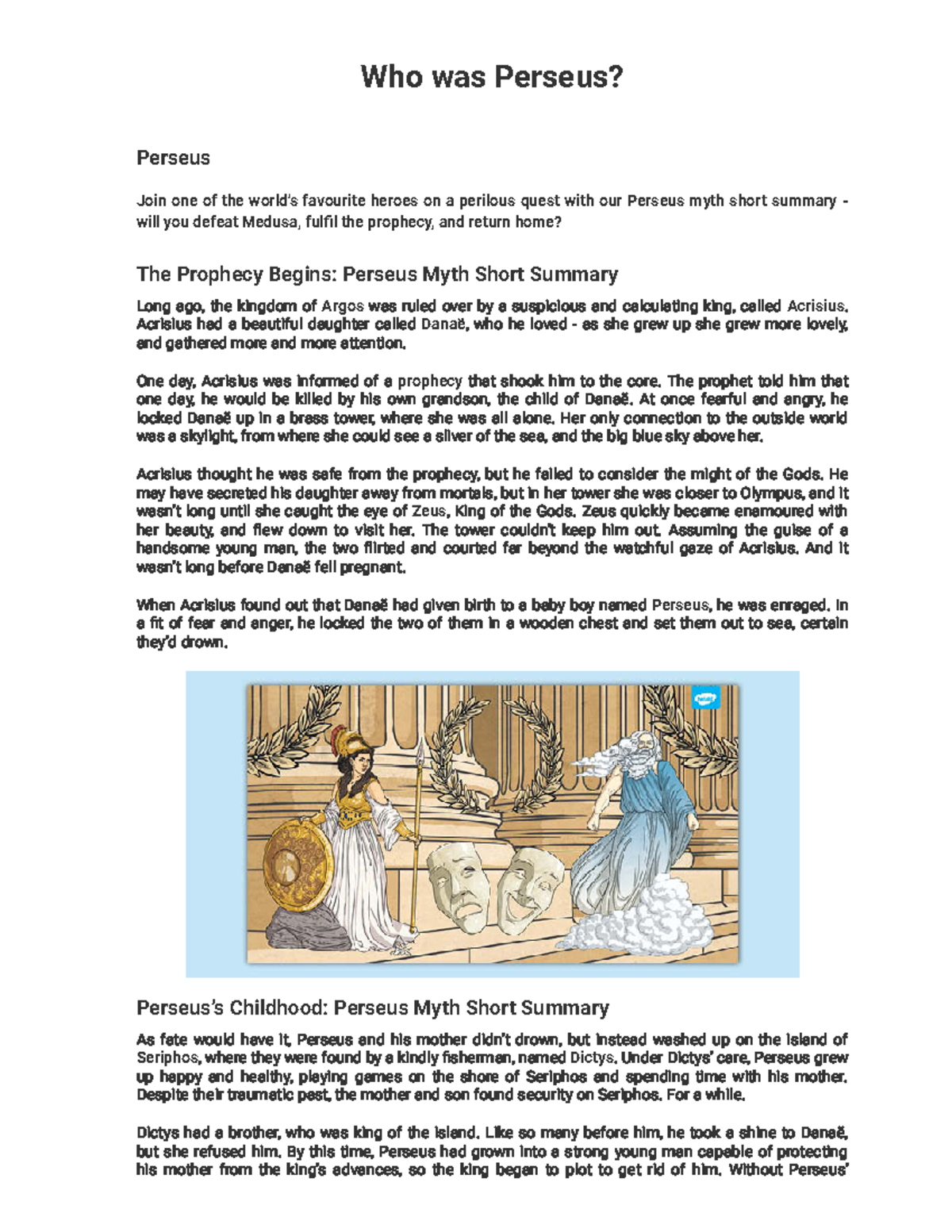 Perseus Myth Short Summary - The Quest for Medusa’s Head - Perseus Join ...