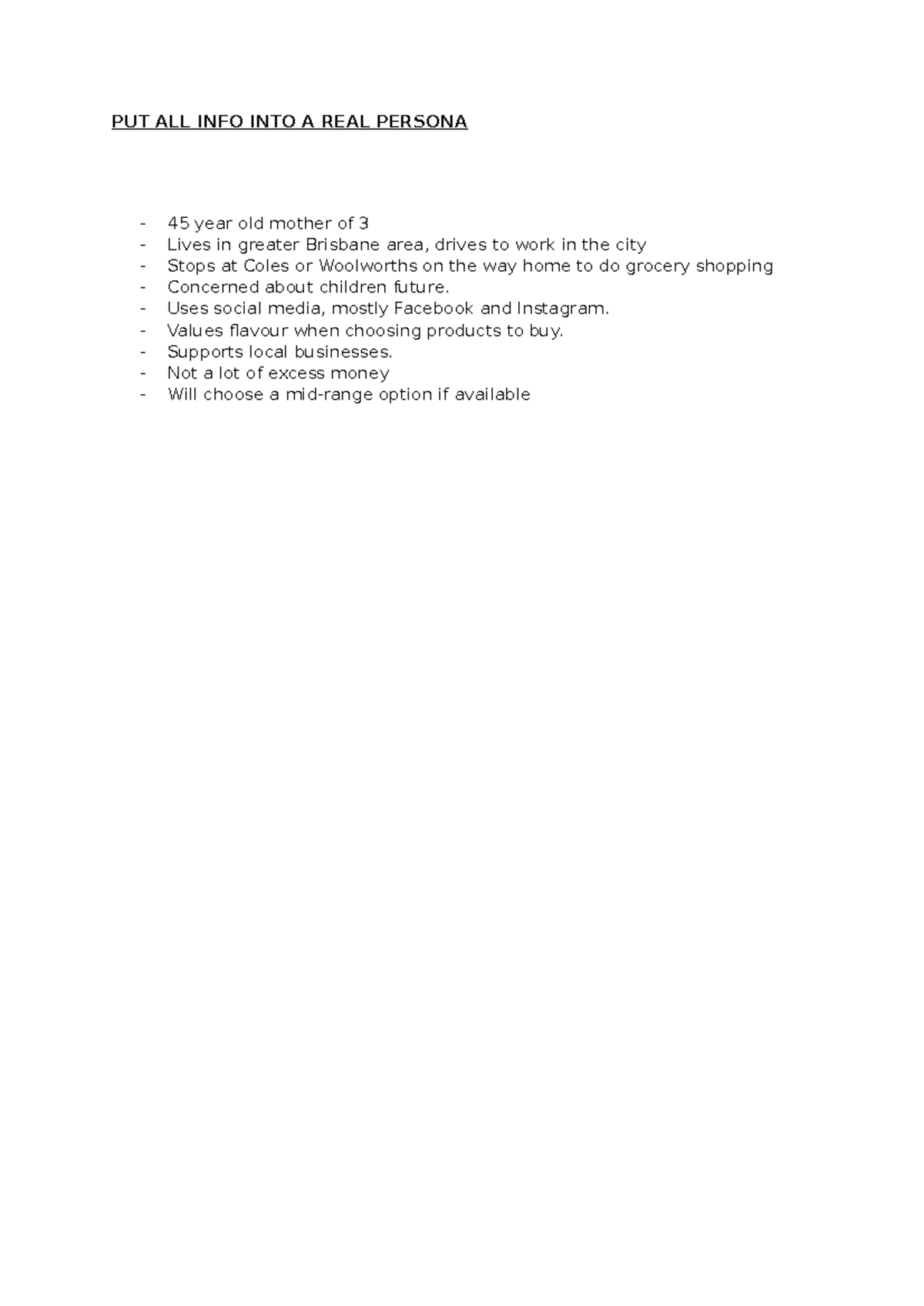 AMB299 persona draft - AMB299 - PUT ALL INFO INTO A REAL PERSONA 45 ...