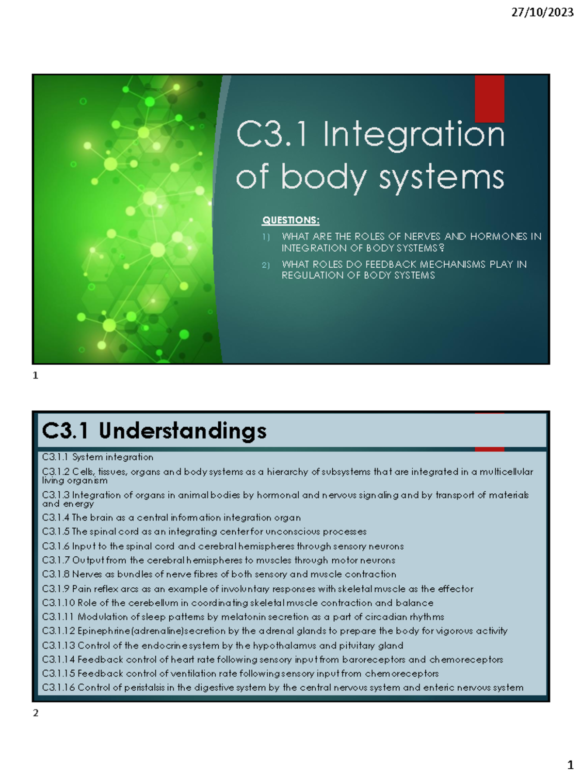 C3.1 student notes - It is toes that i got - C3 Integration of body ...