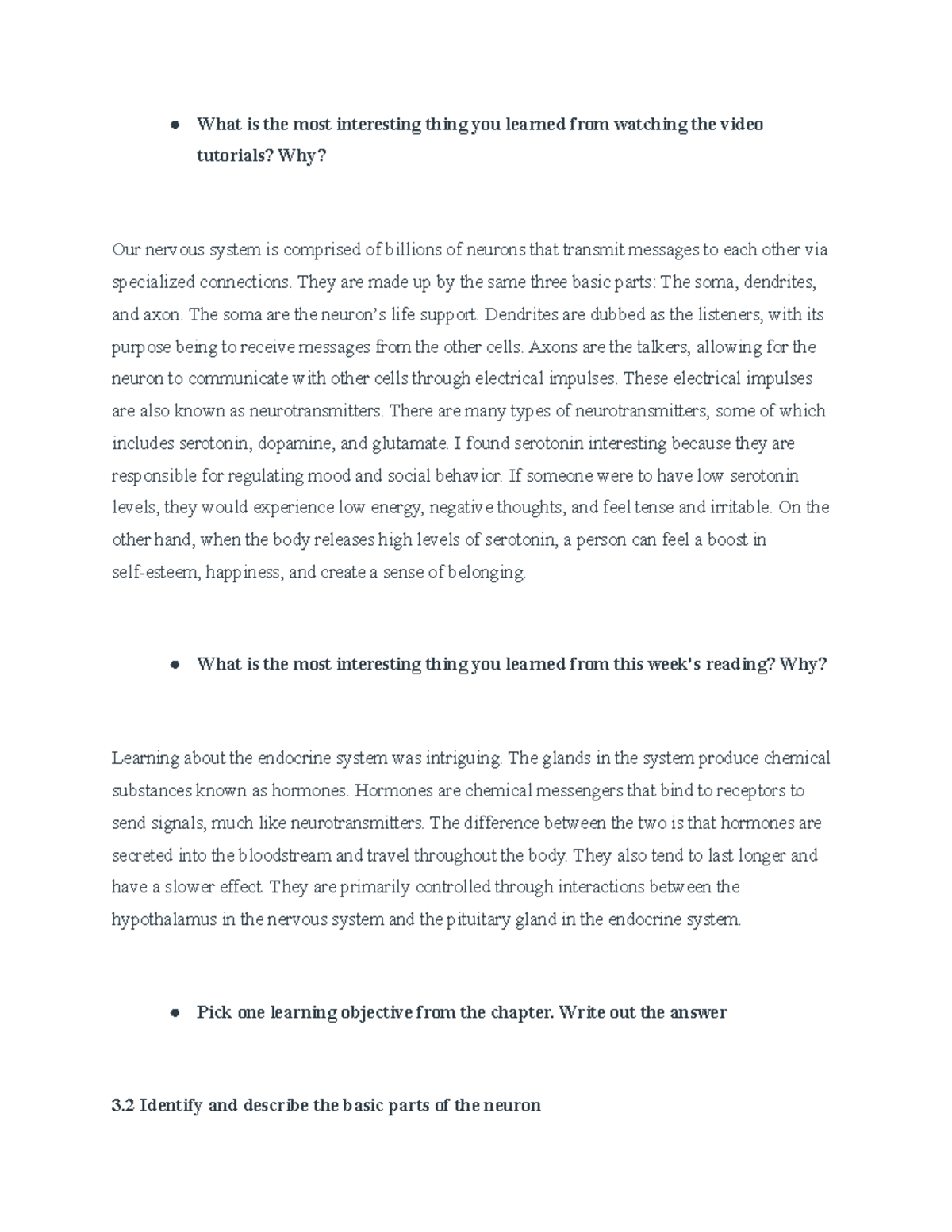 [PSYC 101] Reflecting on your learning CH 2 - What is the most ...