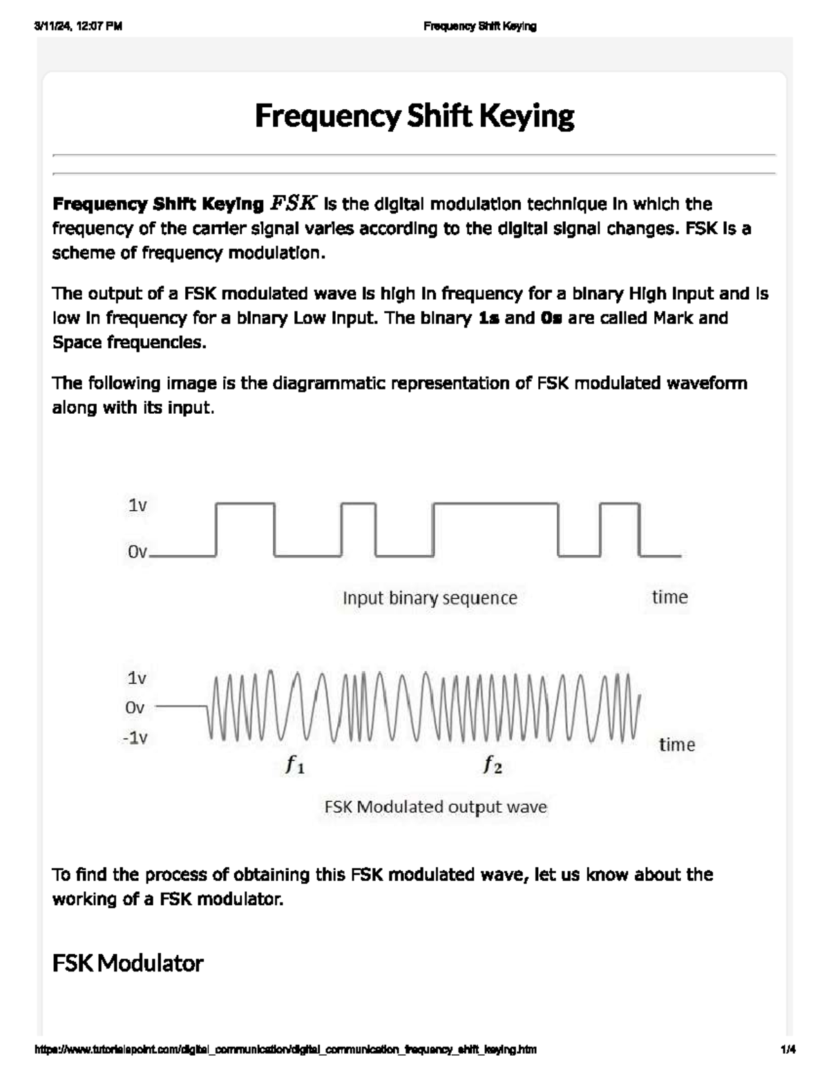 Fsk - fsk modulation - diploma in ict - Studocu