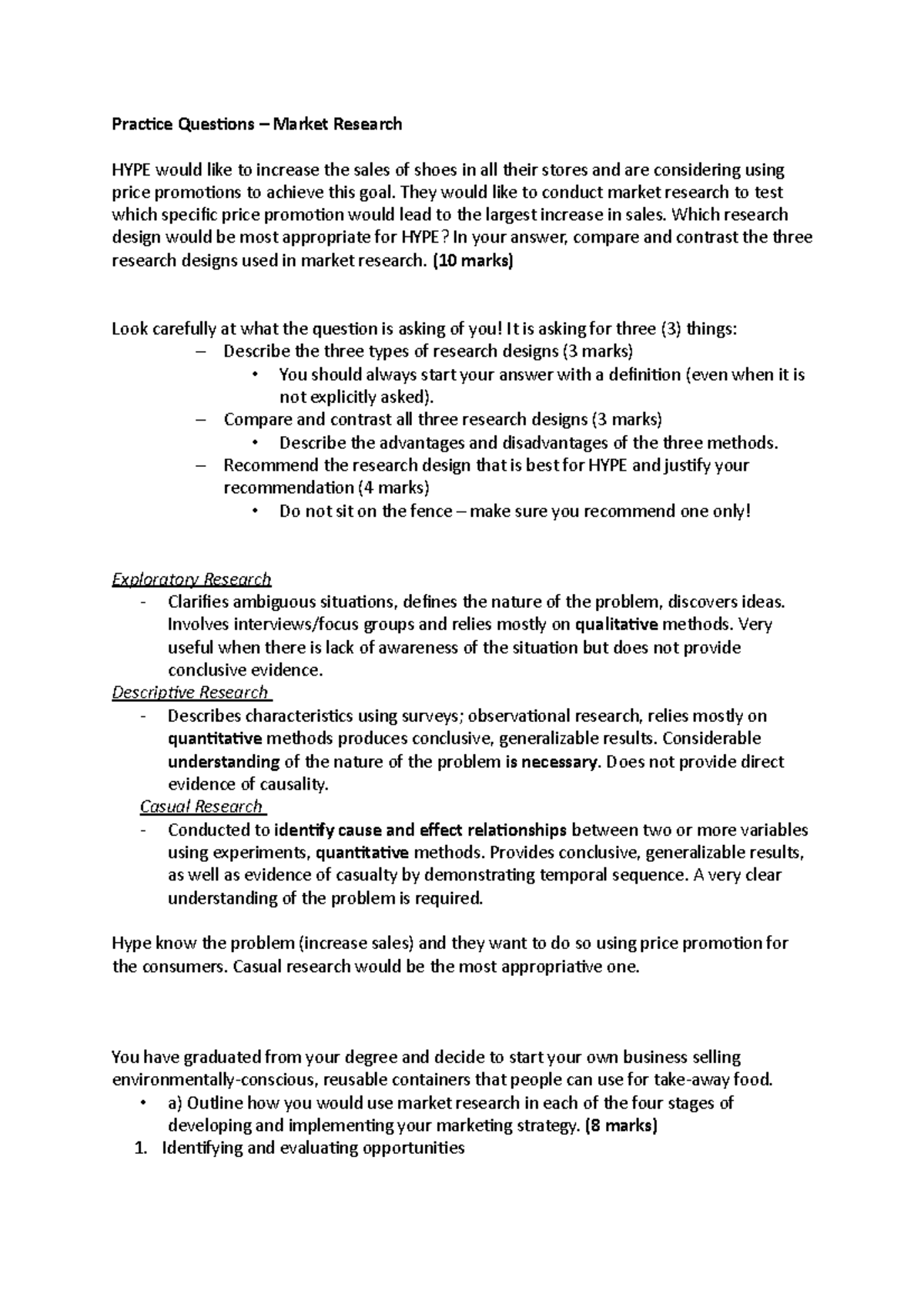 Market Research Practice Questions - Practice Questions – Market ...