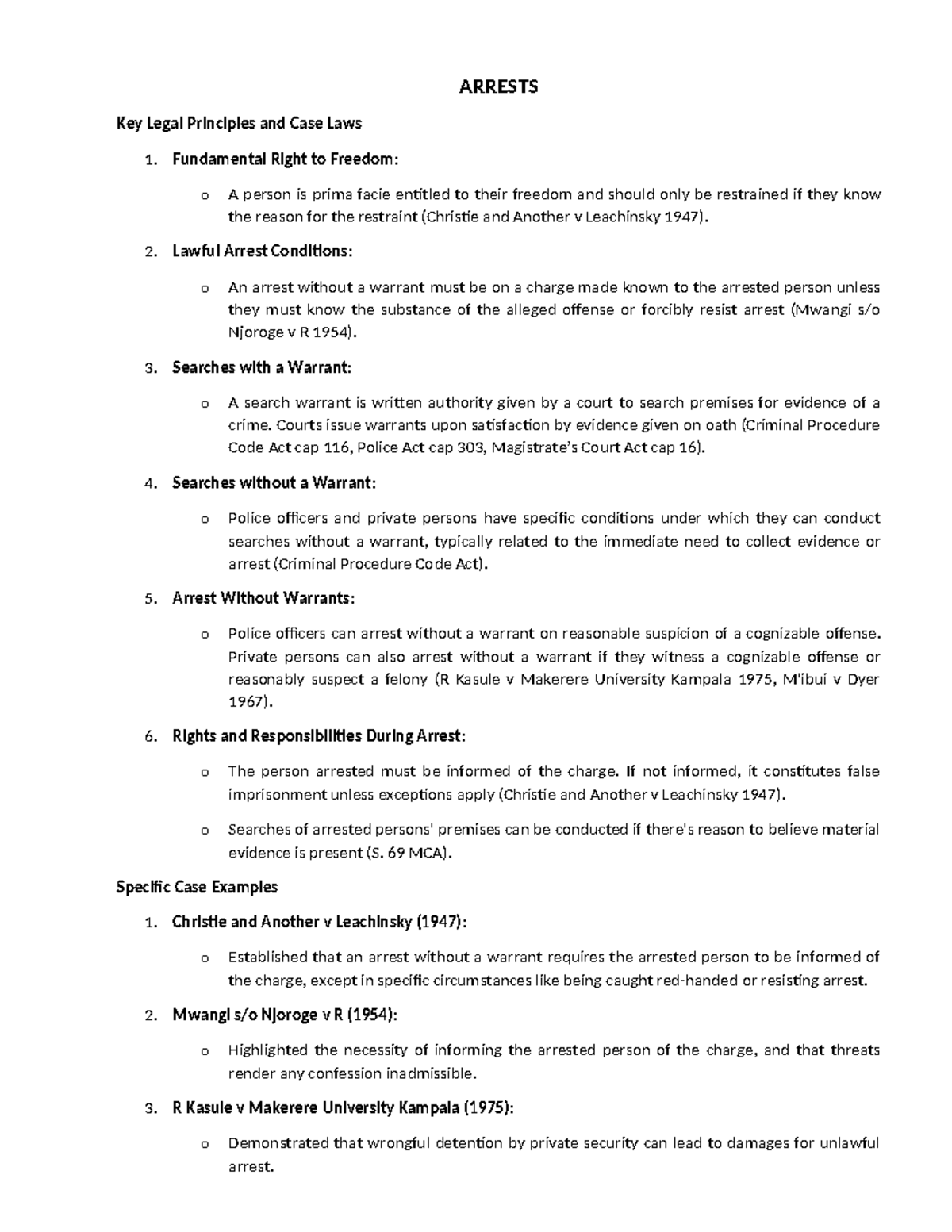 Arrests - hikbjklb.lo - ARRESTS Key Legal Principles and Case Laws 1 ...