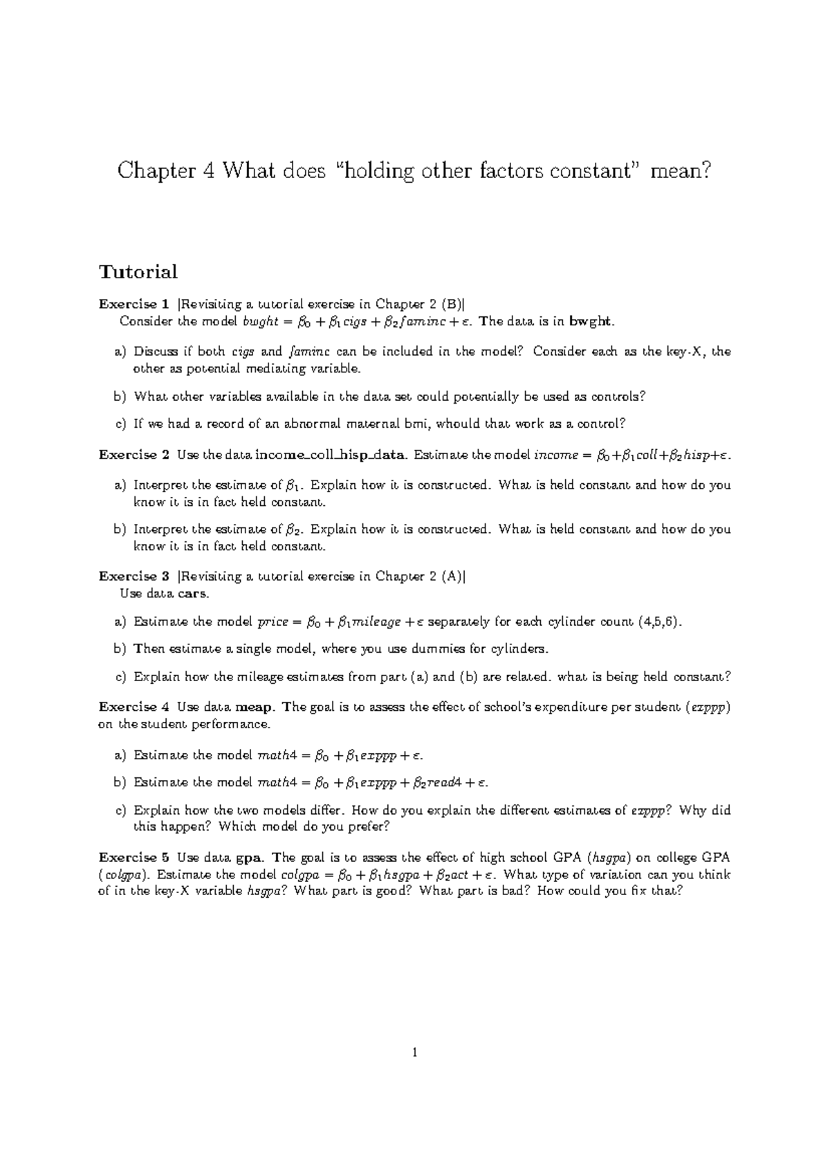 EFB222 Tutorials Chapter 4 - Chapter 4 What does “holding other factors ...