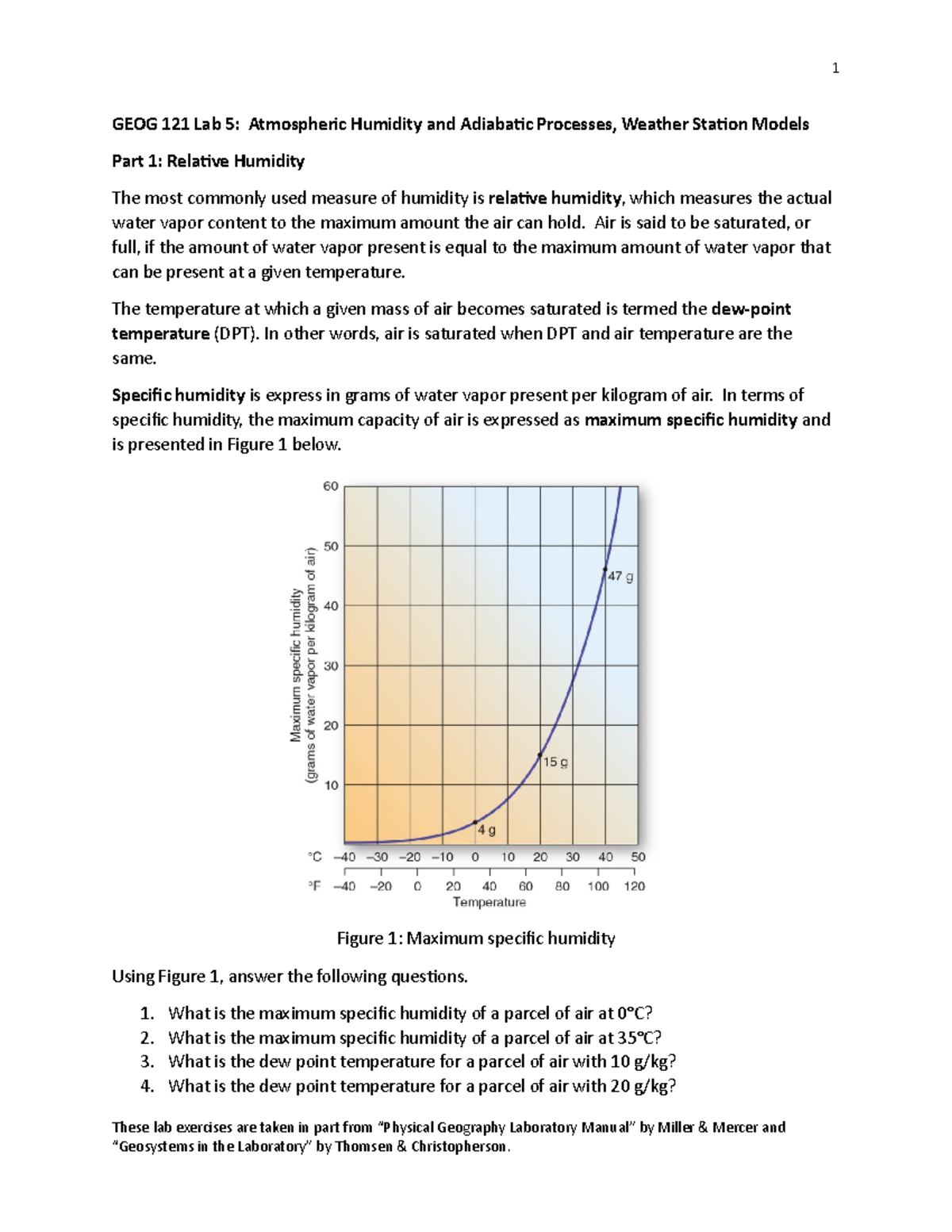 UTF-8''GEOG%2012 1%20Lab5 - GEOG 121 Lab 5: Atmospheric Humidity and ...