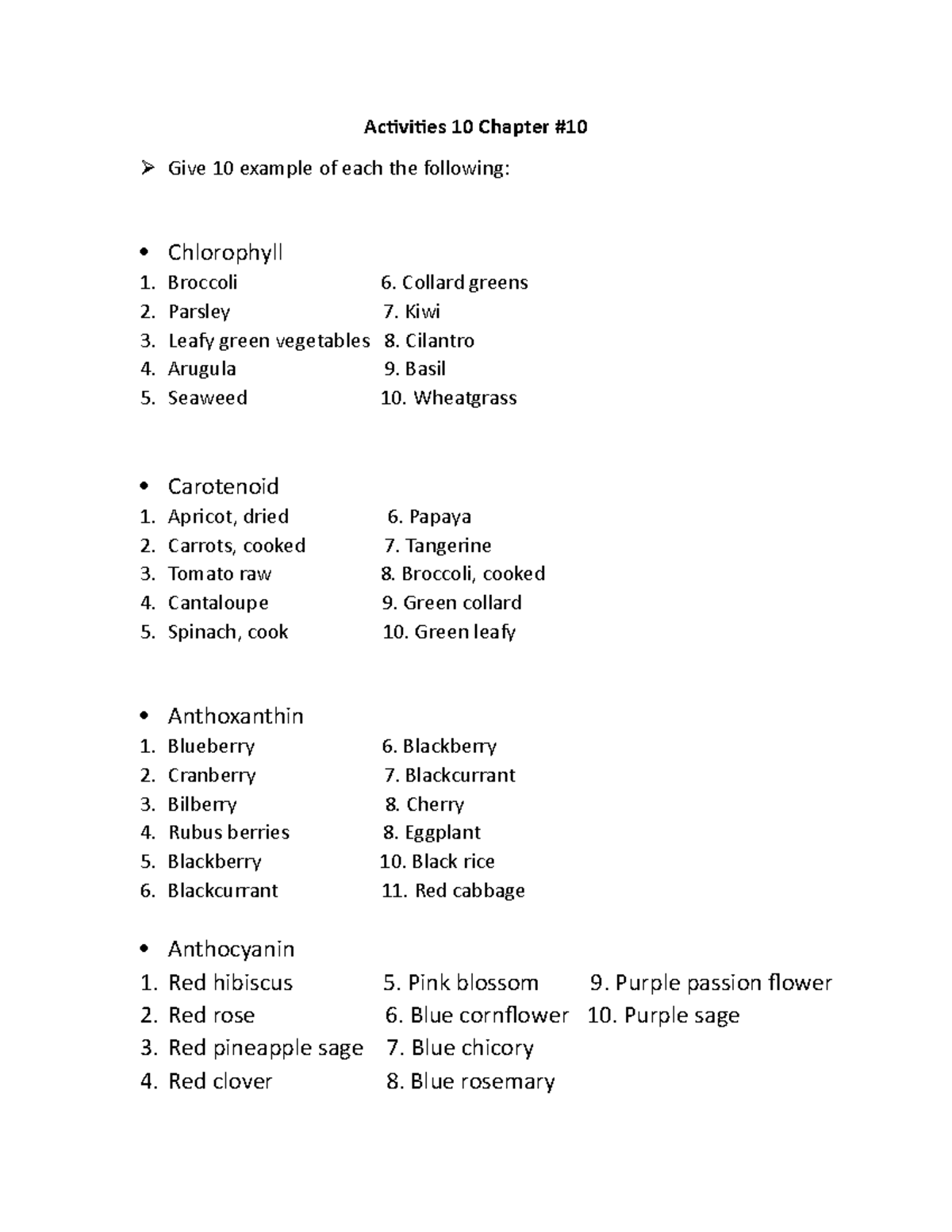 Activity 10 Chapter 10 Activities 10 Chapter Give 10 Example Of Each