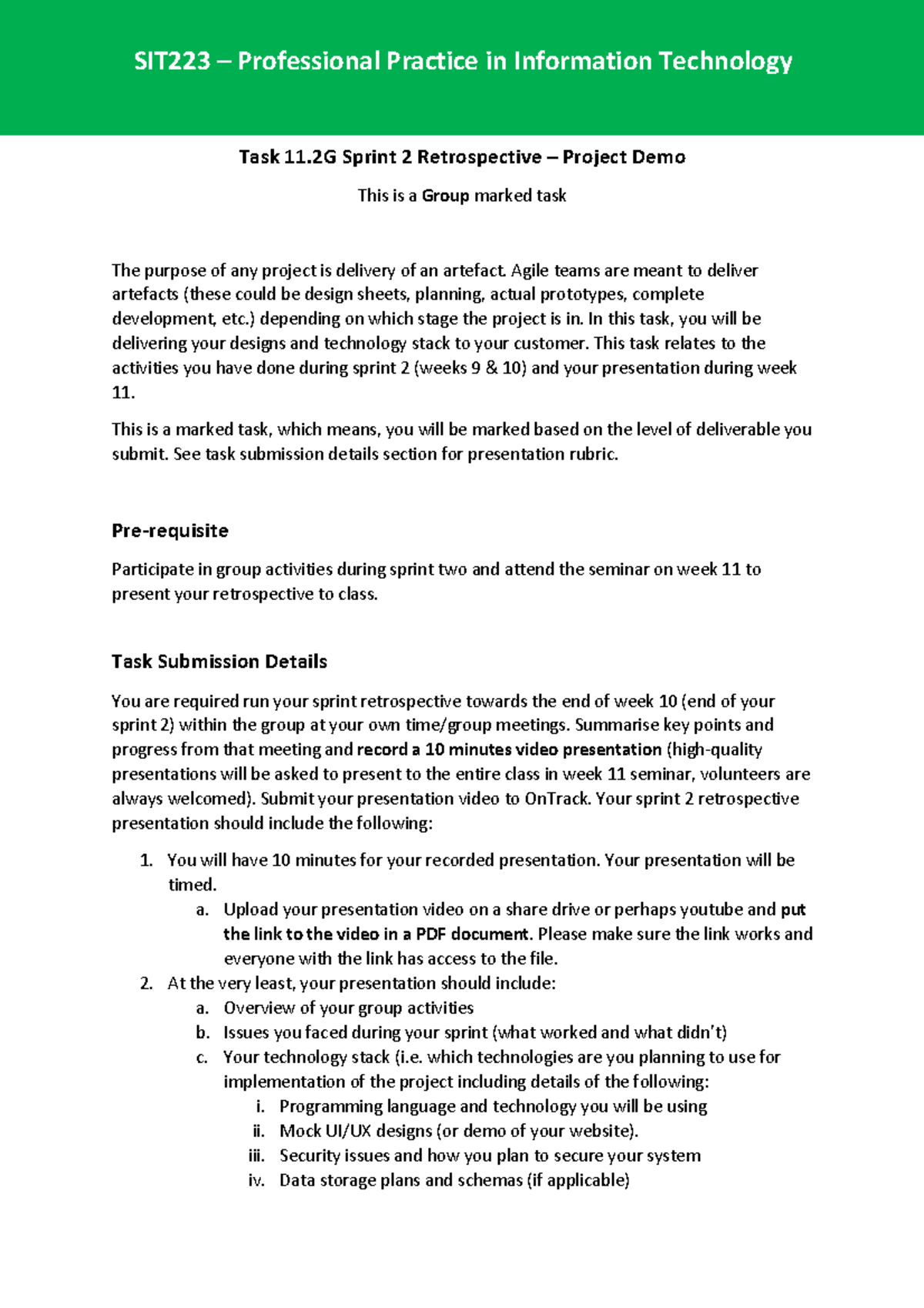 SIT223-11 - Lecture notes 5 - SIT223 – Professional Practice in ...