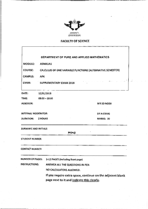 MATE1A1 - engineering mathematics 1a past paper - MATE1A1, MATHEMATICS ...