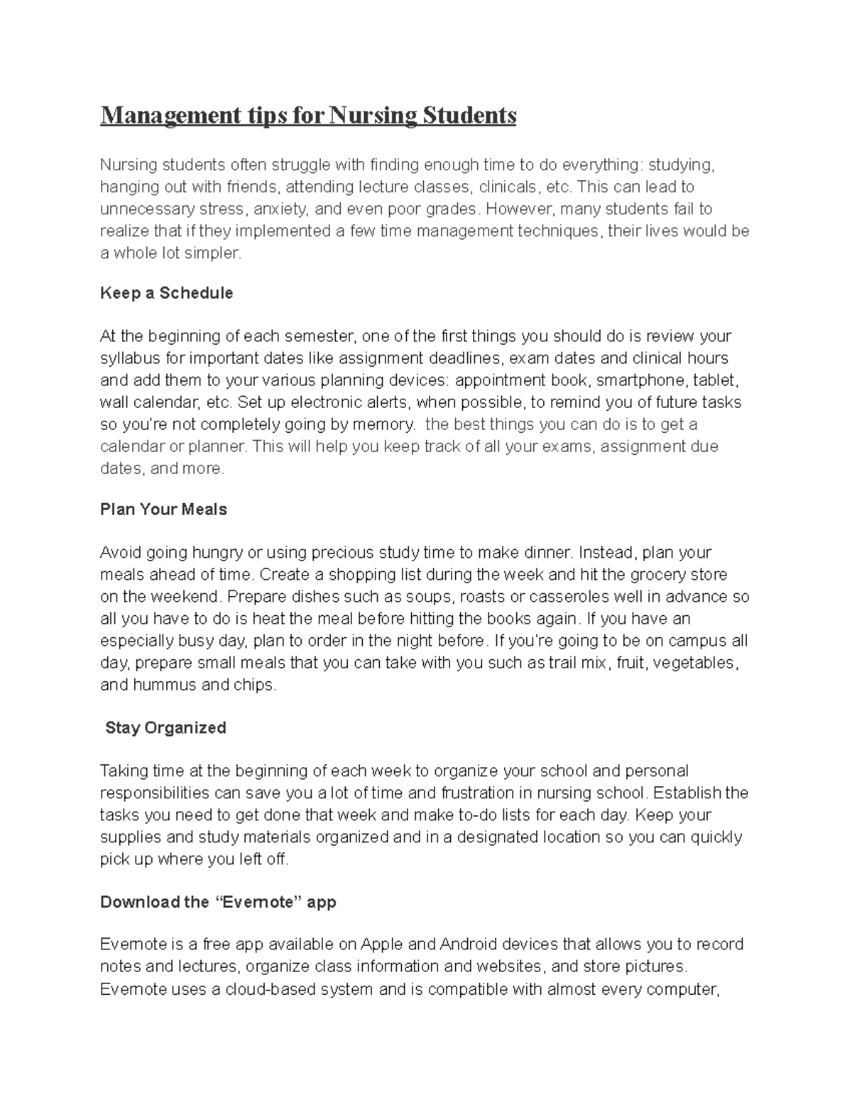 Time management lectures - Management tips for Nursing Students Nursing ...