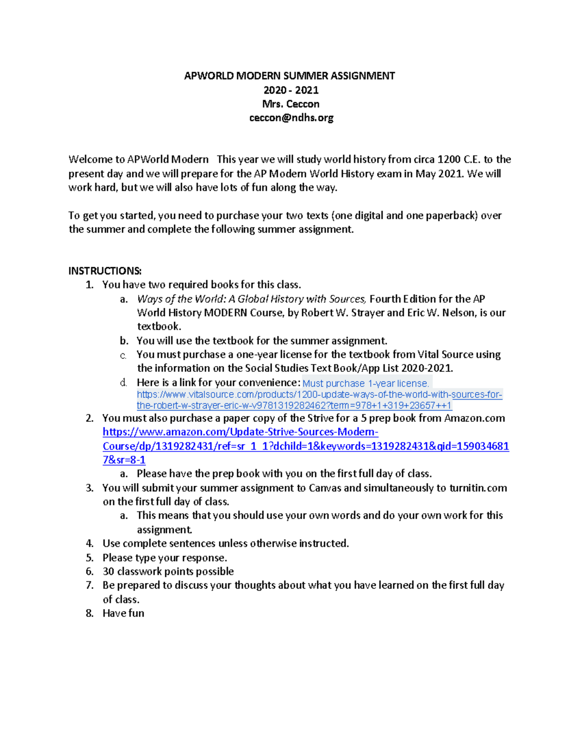 AP World - bentley - APWORLD MODERN SUMMER ASSIGNMENT 2020 - 2021 Mrs ...