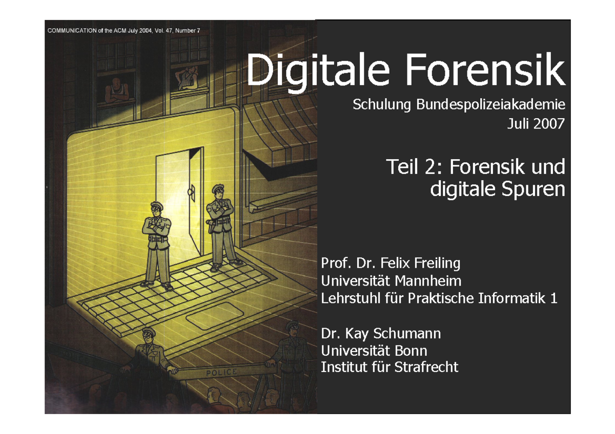 Digitale Forensik Teil2 BPol AK - Name und uni-mannheim Seite 1 - Studocu