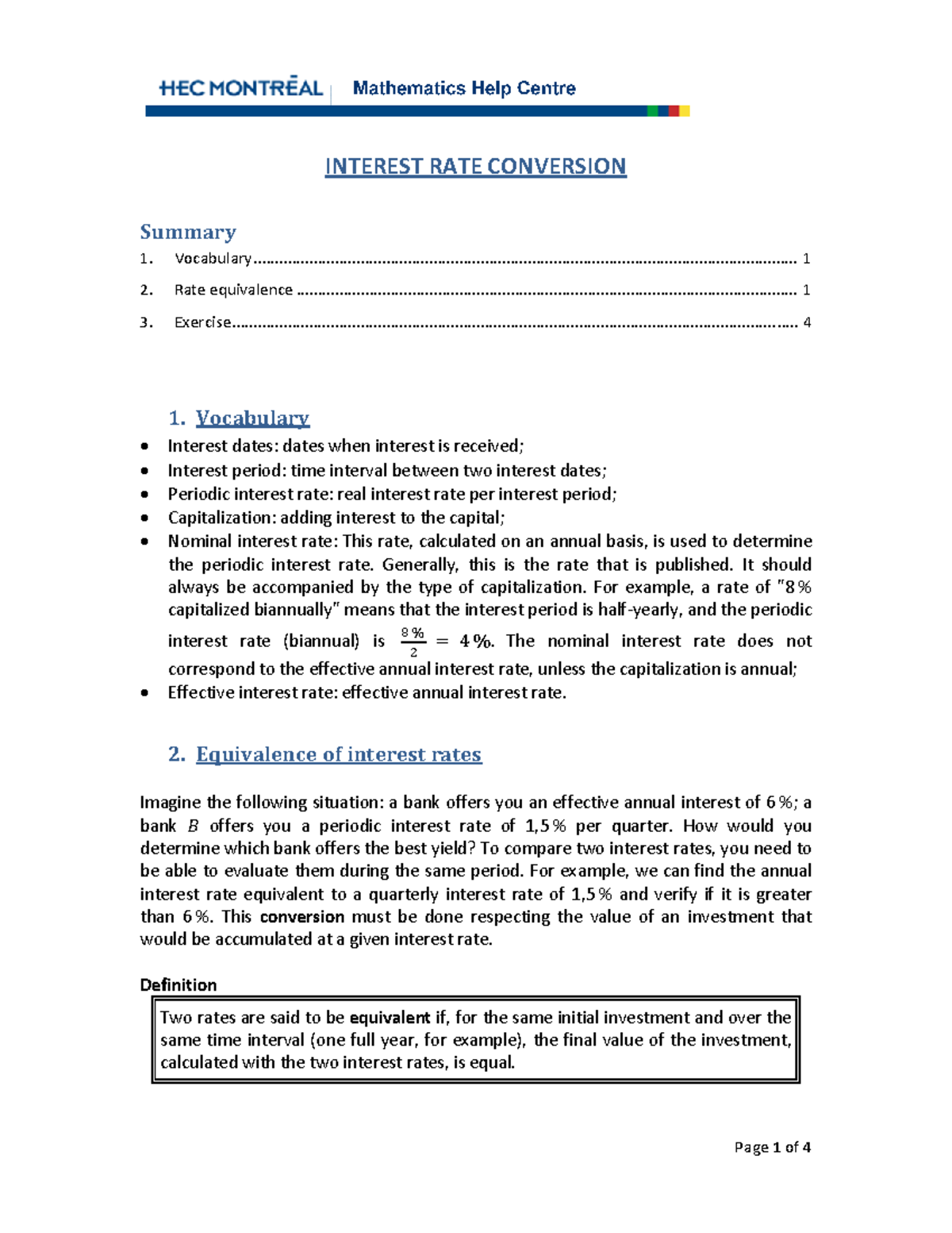 Interest rate conversion - Page 1 of 4 INTEREST RATE CONVERSION Summary ...