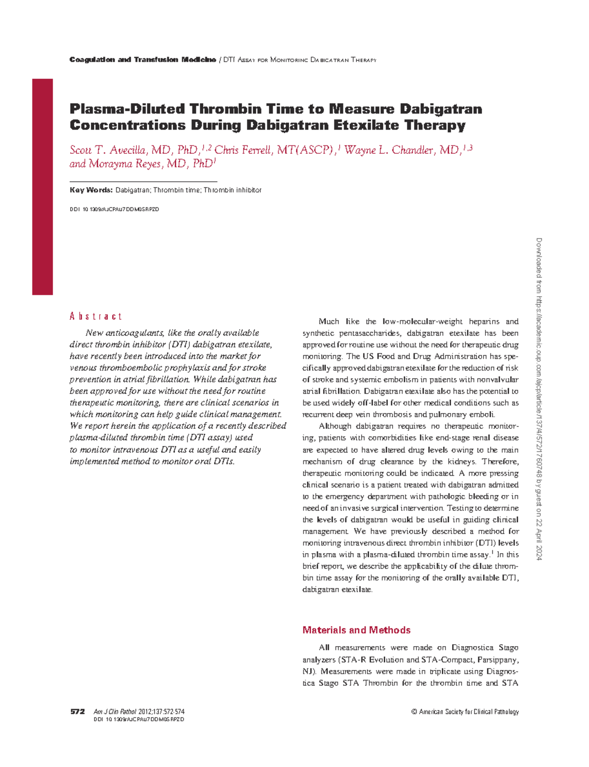 Ajcpath 137-0572 - good info - 572 Am J Clin Pathol 2012;137:572- 572 ...