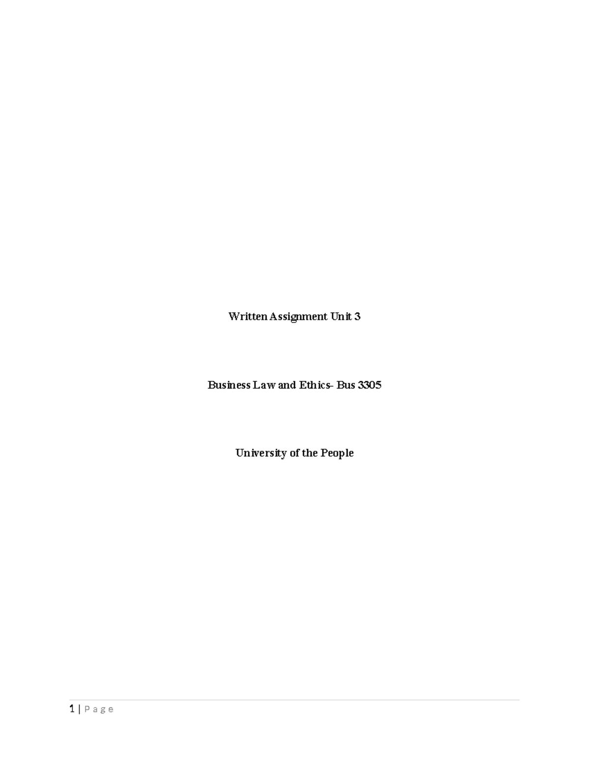 Written assingment unit 3 bus 3305 - Written Assignment Unit 3 Business ...