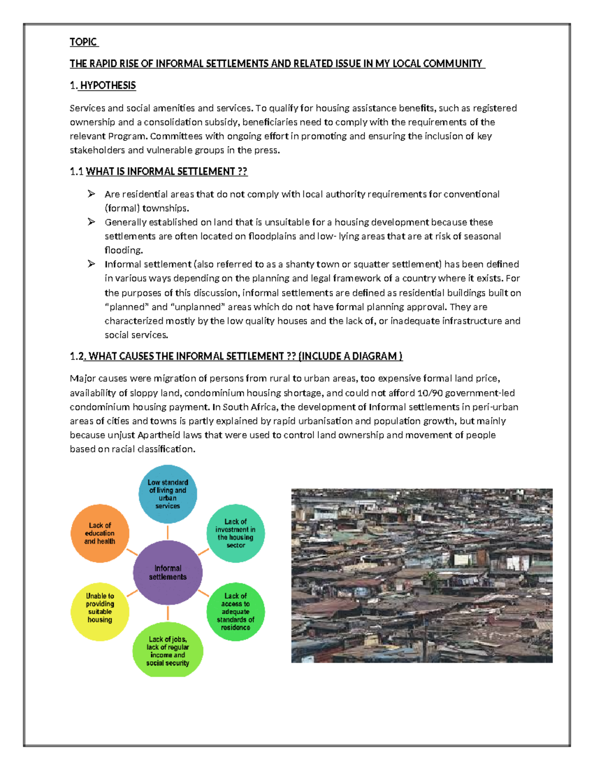 Finished Rapid RISE - INFORMAL SETTLEMENTS - TOPIC THE RAPID RISE OF ...