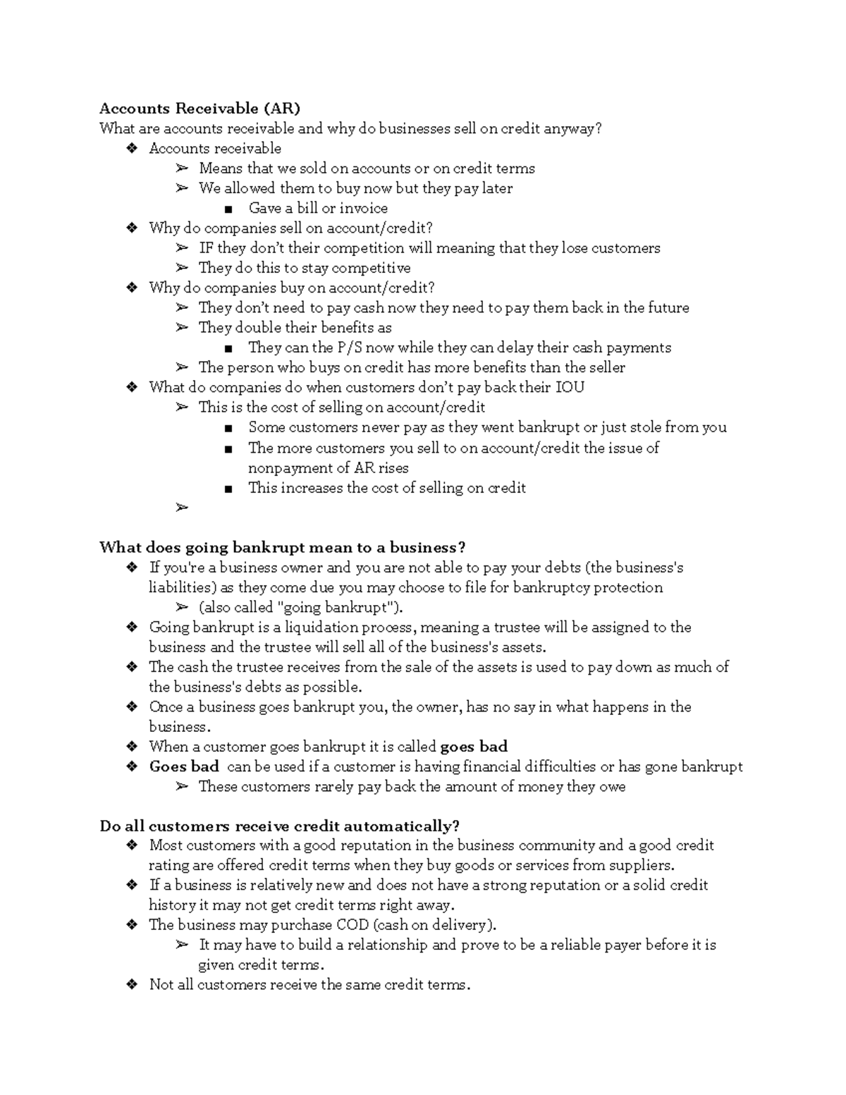 Lecture 7 ACC 100 F2020 - Notes for ACC 100 - Accounts Receivable (AR ...