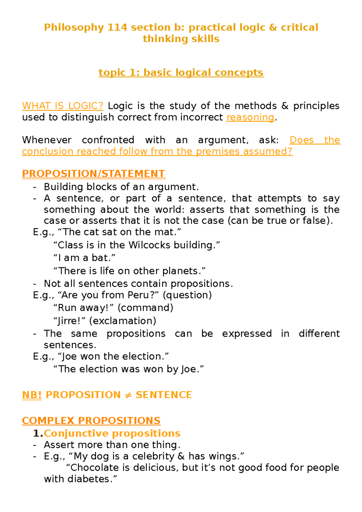 Philosophy 114 section B - Whenever confronted with an argument, ask ...