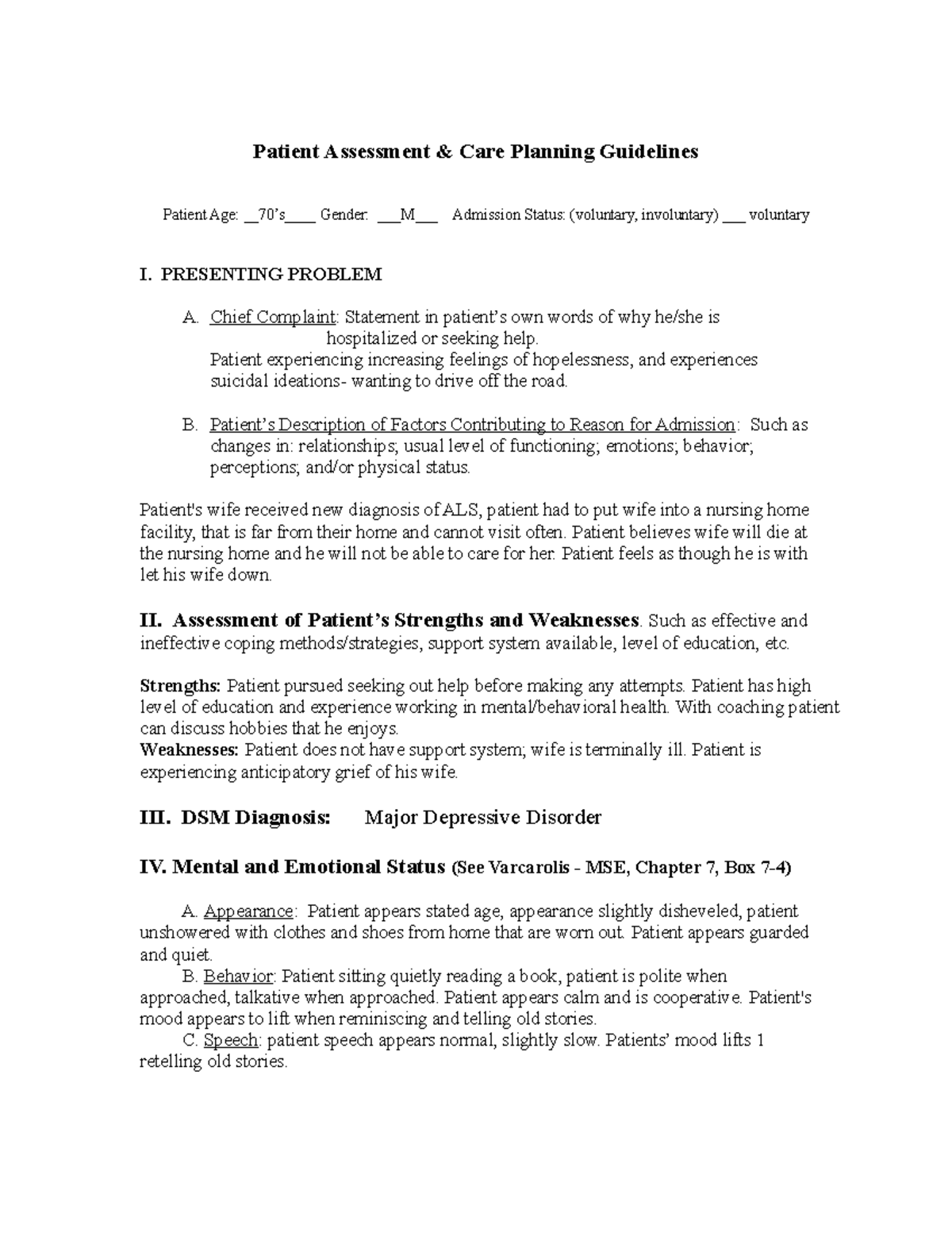 Mental Health Week 1 - Post clinical prep work from the hospital ...