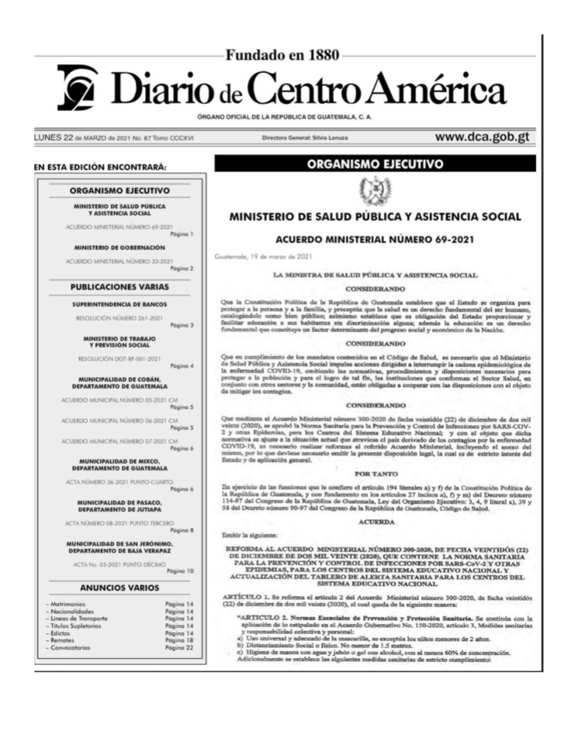 Acuerdo ministerial 69-2021 suspension de clases guatemala soy502 ...