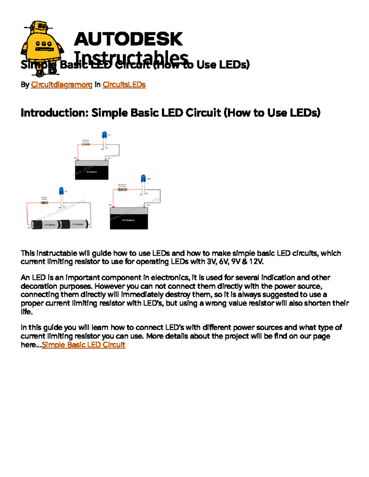 Simple Basic LED Circuit (How to Use LEDs) 4 Steps - Instructables - Simple Basic LED Circuit ...