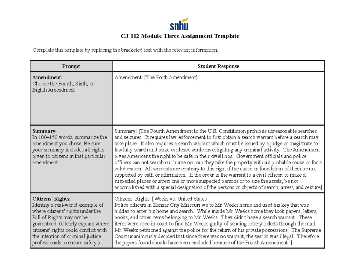 CJ 112 Module Three Assignment Template - CJ 112 Module Three Assignment Template Complete this ...
