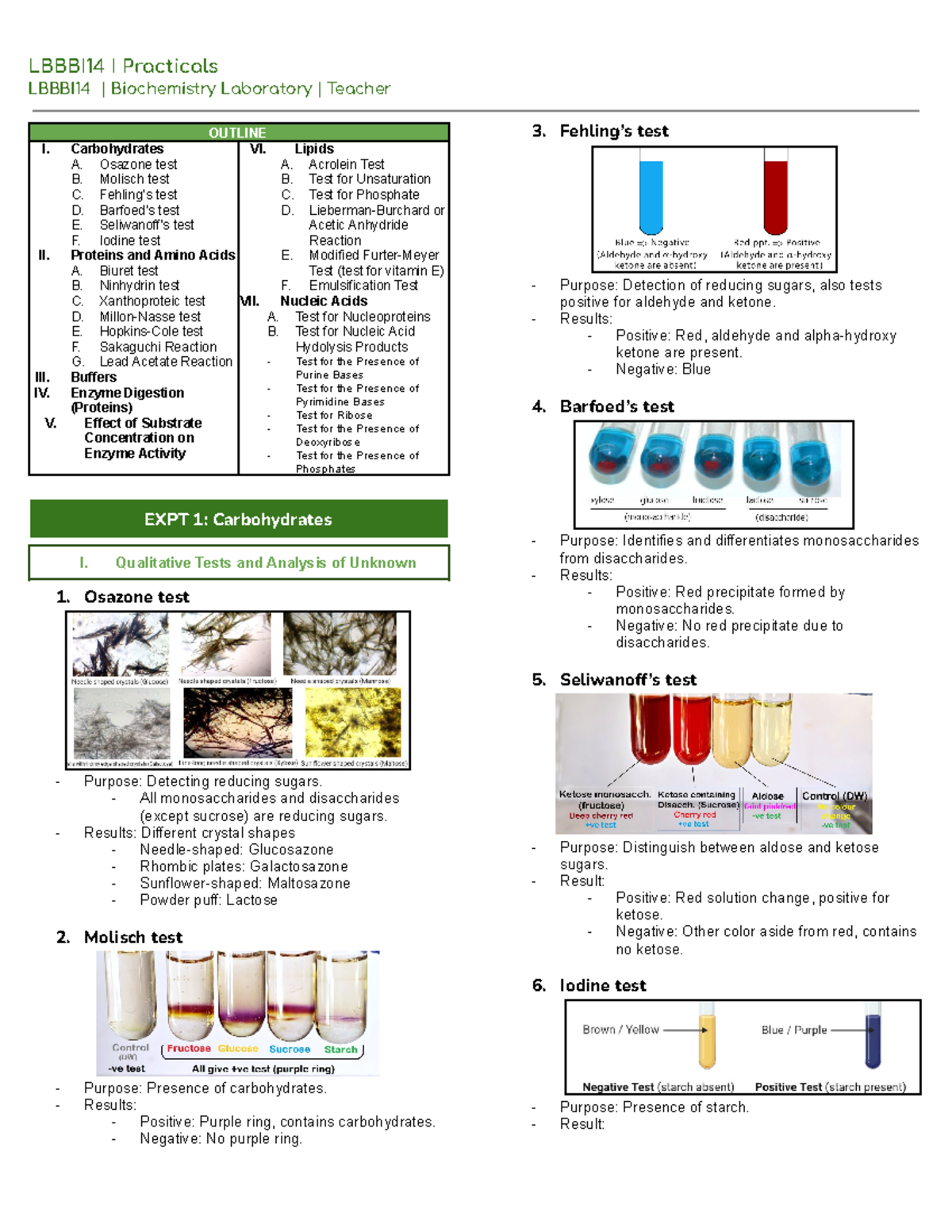 Biochem Lab Practicals Reviewer - LBBBI14 I Practicals LBBBI14 | Biochemistry Laboratory ...