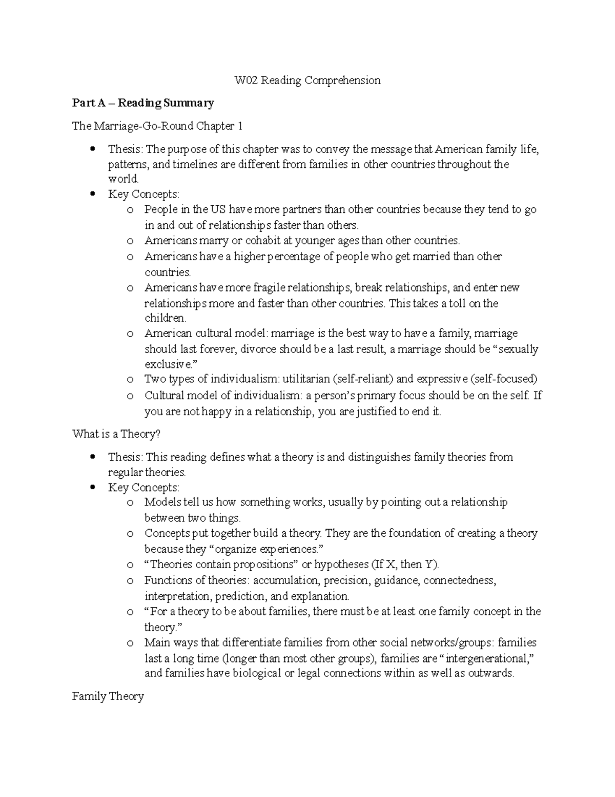 W02 Reading Comprehension - Key Concepts: o People in the US have more ...