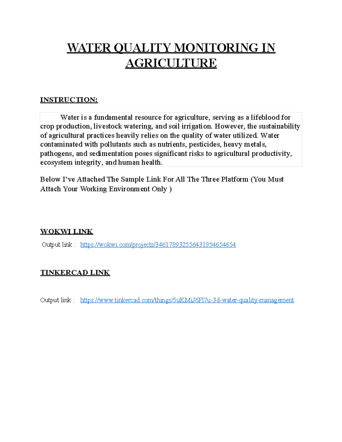 Water Quality Management IN Agriculture - WATER QUALITY MONITORING IN ...