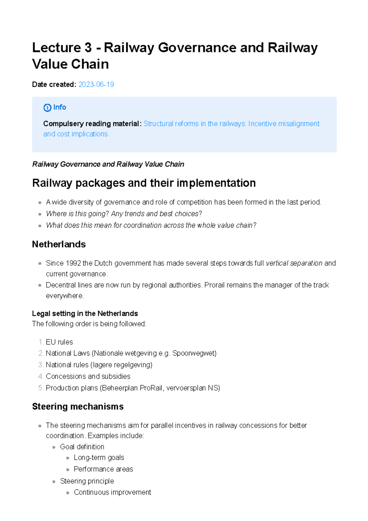 Lecture 3 - Railway Governance and Railway Value Chain - Where is this ...