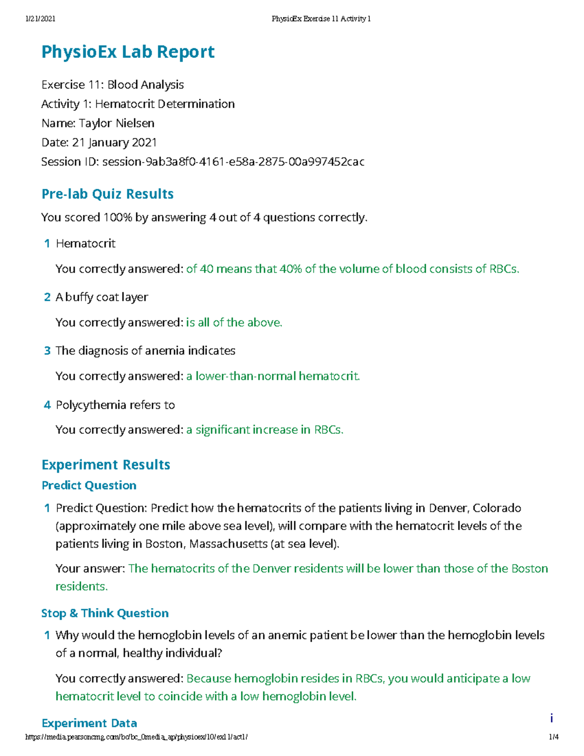 Physio Ex Exercise 11 Activity 1 - PhysioEx Lab Report Exercise 11 ...