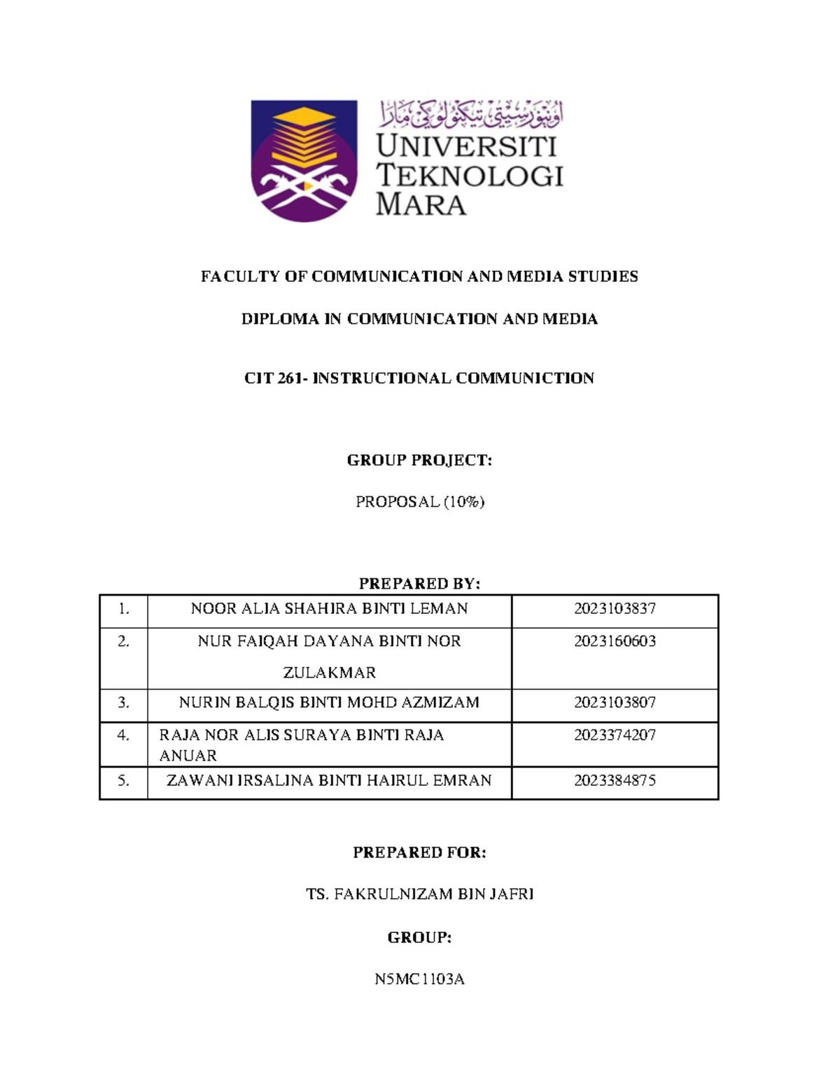 (CIT261) Proposal Updated - FACULTY OF COMMUNICATION AND MEDIA STUDIES ...