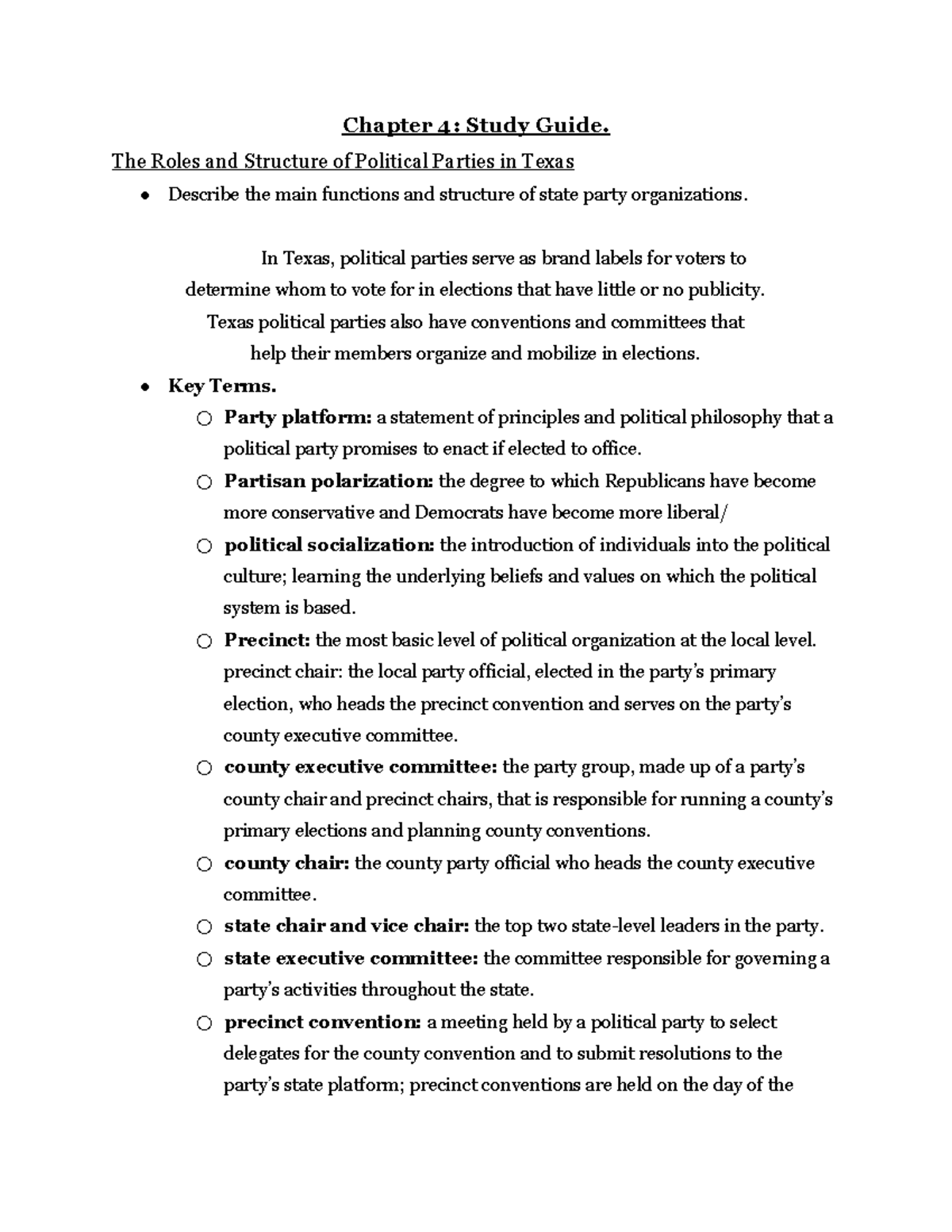 Chapter 4 Study Guide - Chapter 4: Study Guide. The Roles and Structure ...