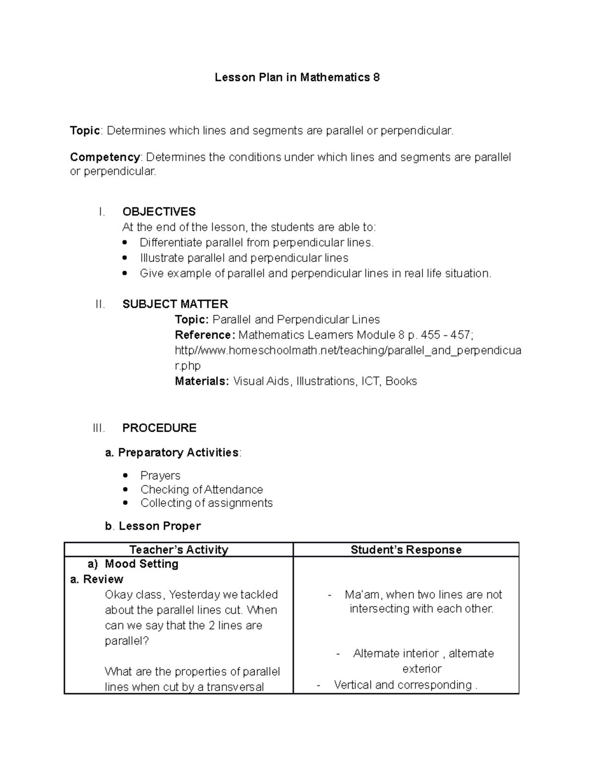 Lesson Plan in Parallelogram - Lesson Plan in Mathematics 8 Topic ...