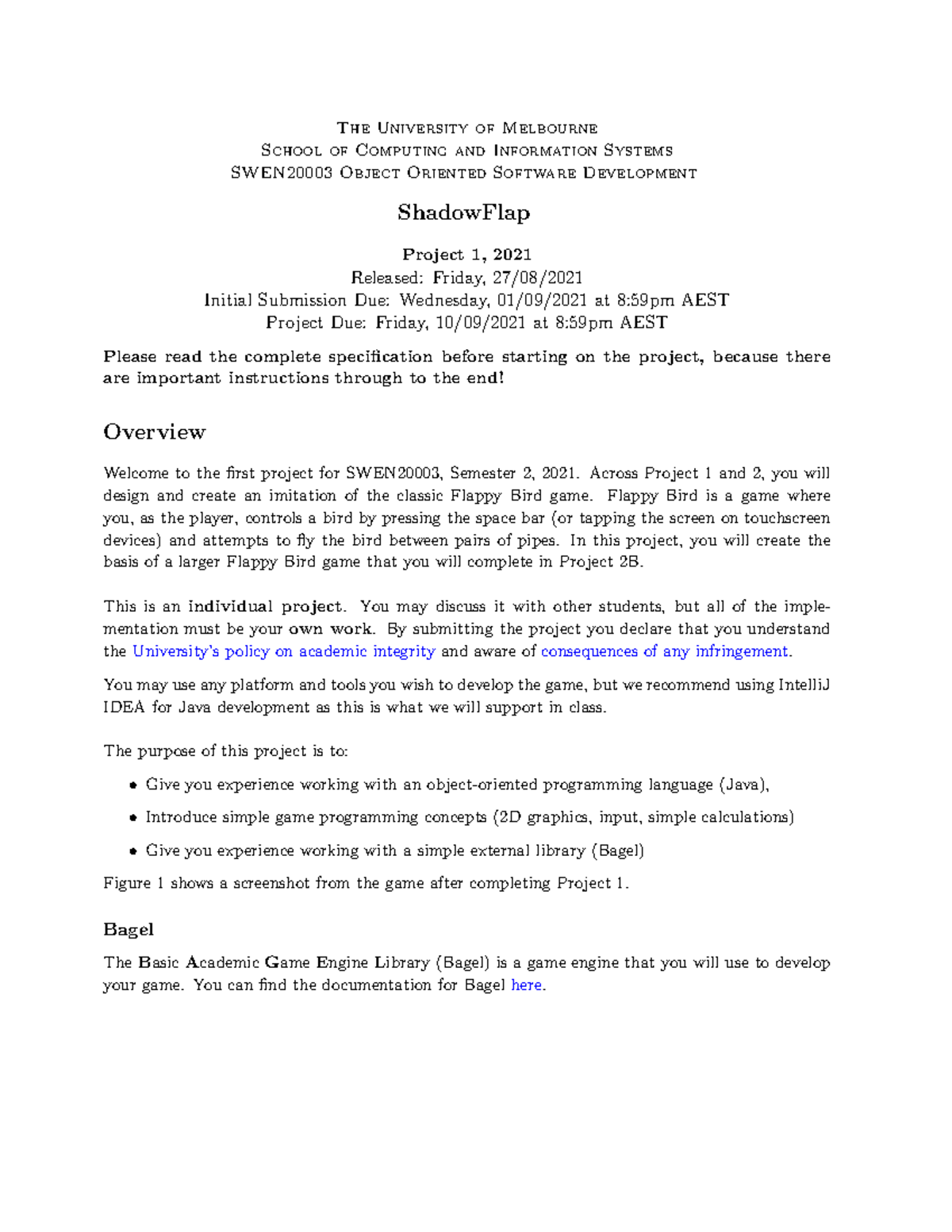 Object-Oriented Software Development SWEN20003 Project1_Specs - The University of Melbourne ...