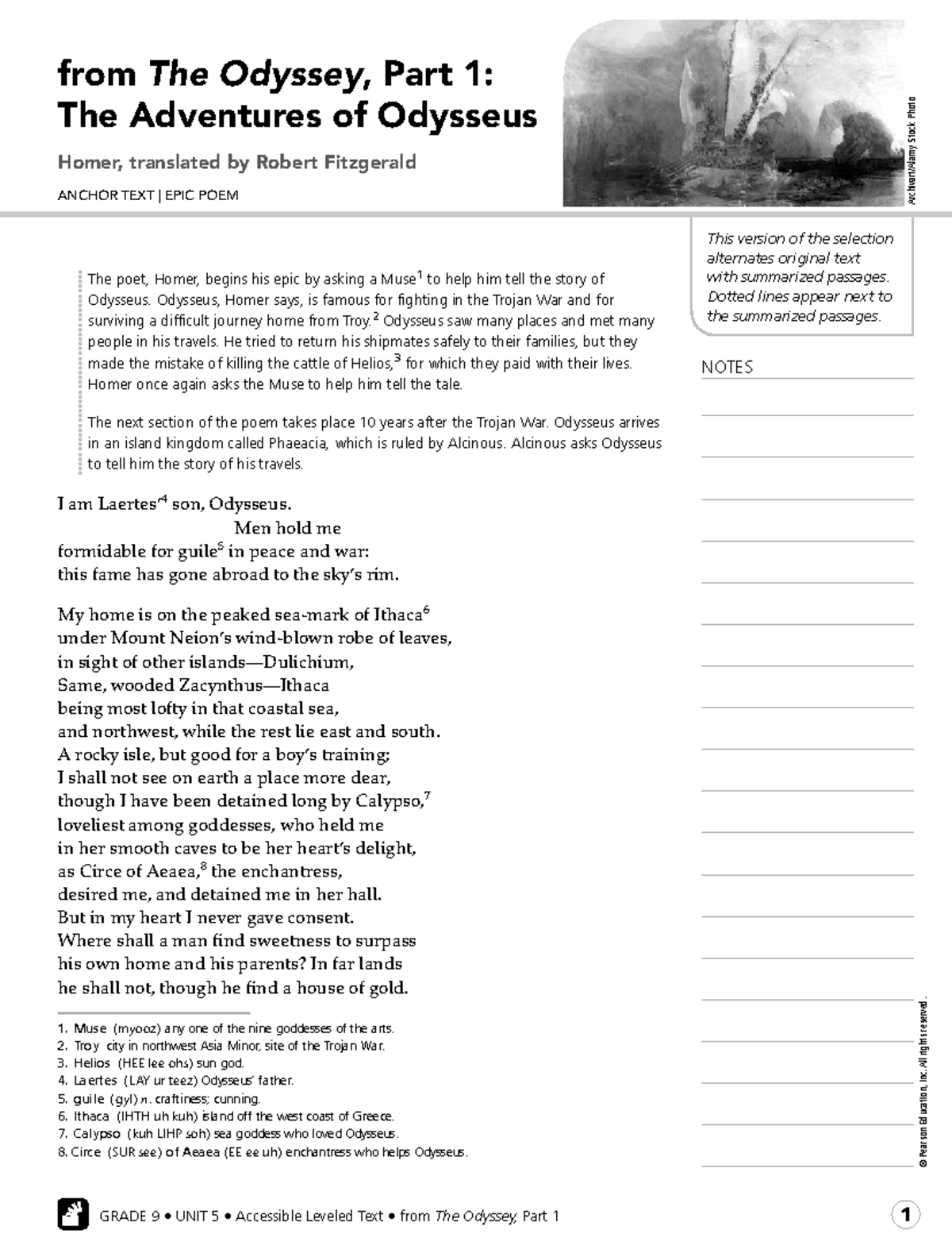 World LIT Homer Part 1 - This is very helpful for studying. - © Pearson ...