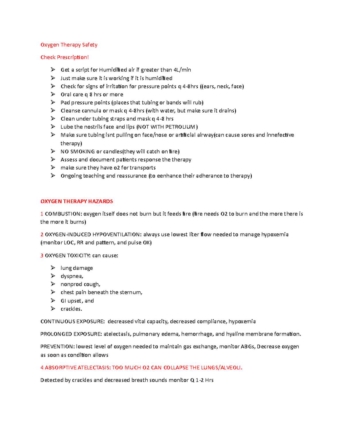 Chapter 28-Resume and Questions - Oxygen Therapy Safety Check ...