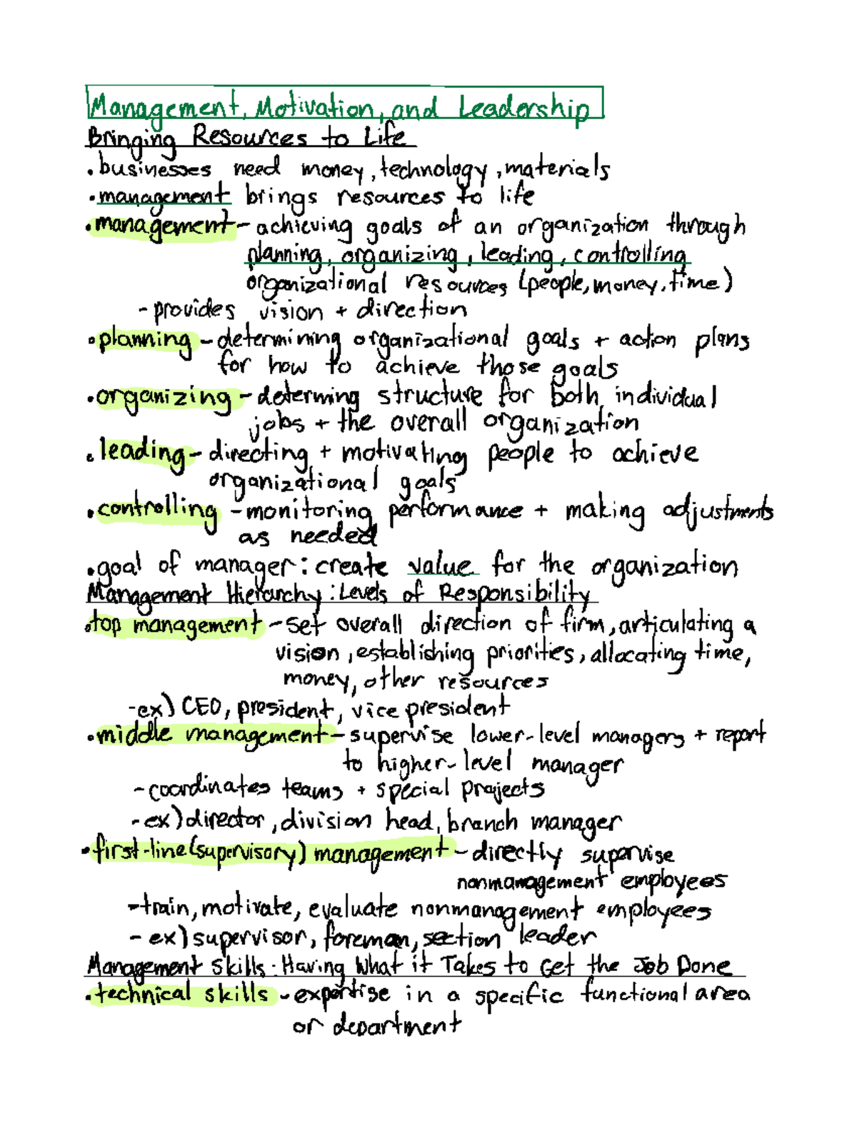 Chapter 14 notes - IManagement Motivation and Leadership Bringing ...