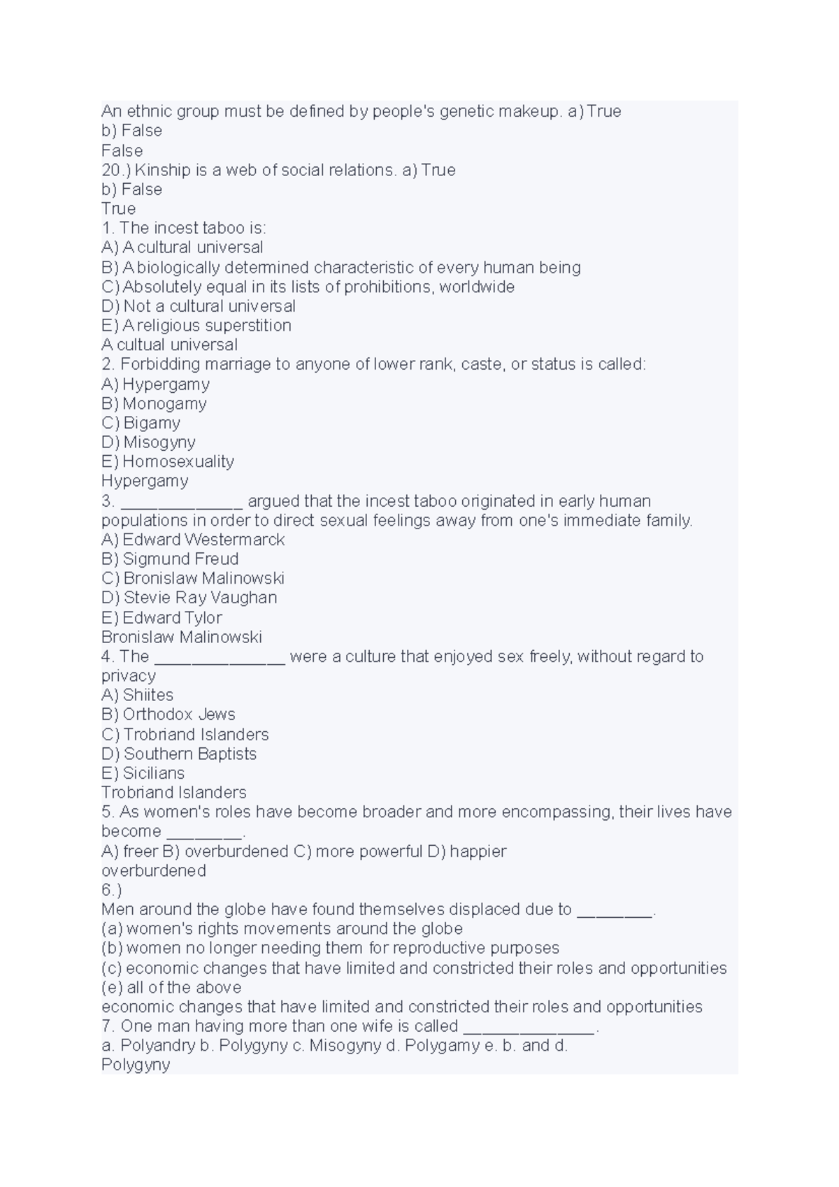 6 questions/notes/study guide - An ethnic group must be defined by ...