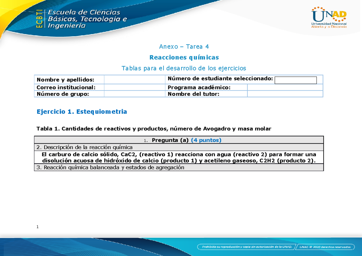 Anexo - Tarea 4 - Trabajo sobre velocidad de reacciones - Anexo – Tarea 4 Reacciones químicas ...