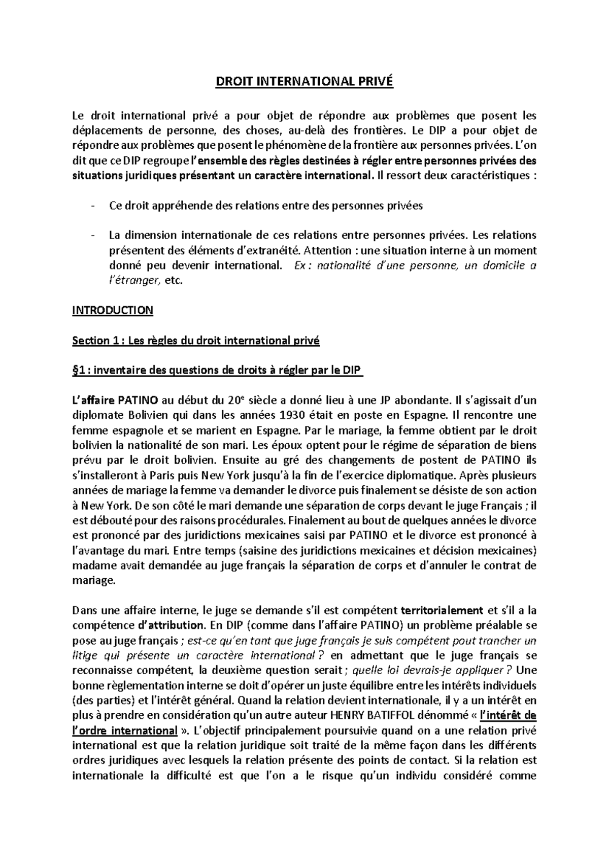 M1- Droit International Privé - Warning: TT: undefined function: 32 Warning: TT: undefined ...