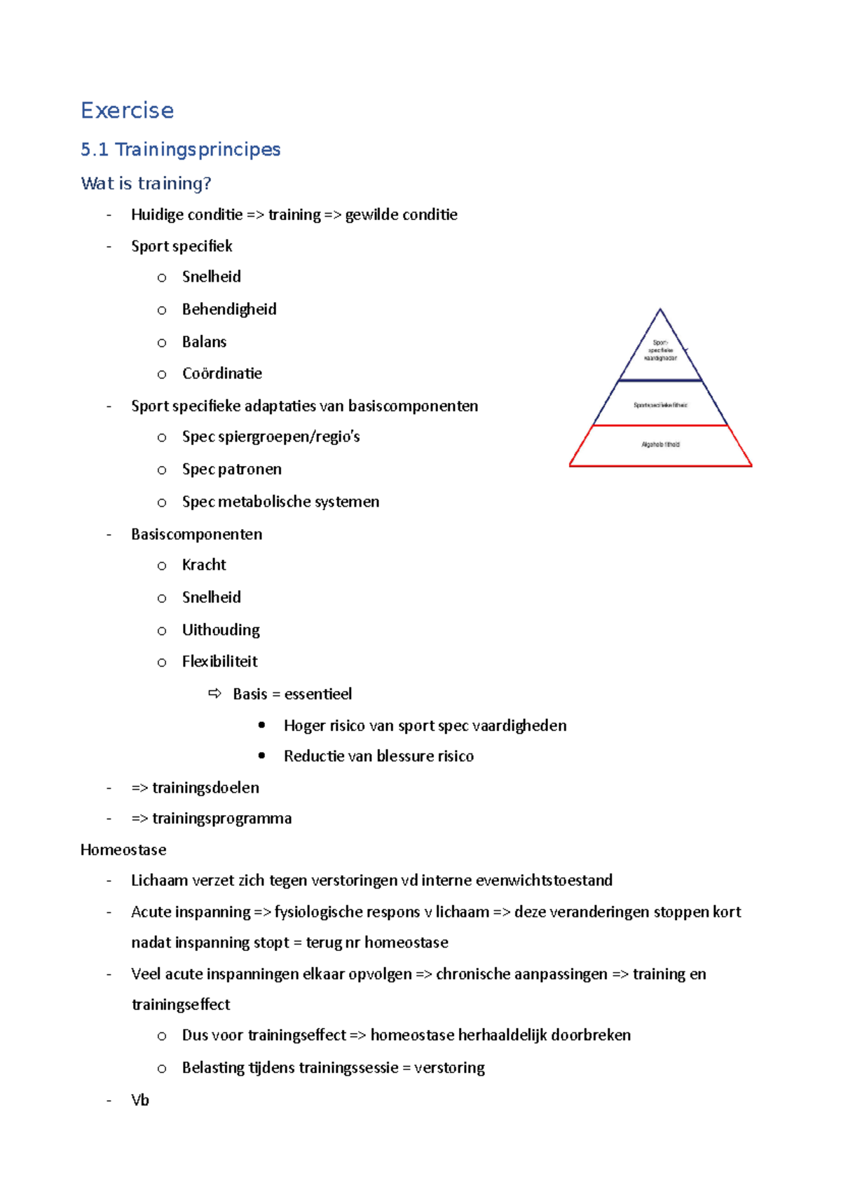 Les 5 - Exercise samenvatting - Exercise 5 Trainingsprincipes Wat is ...