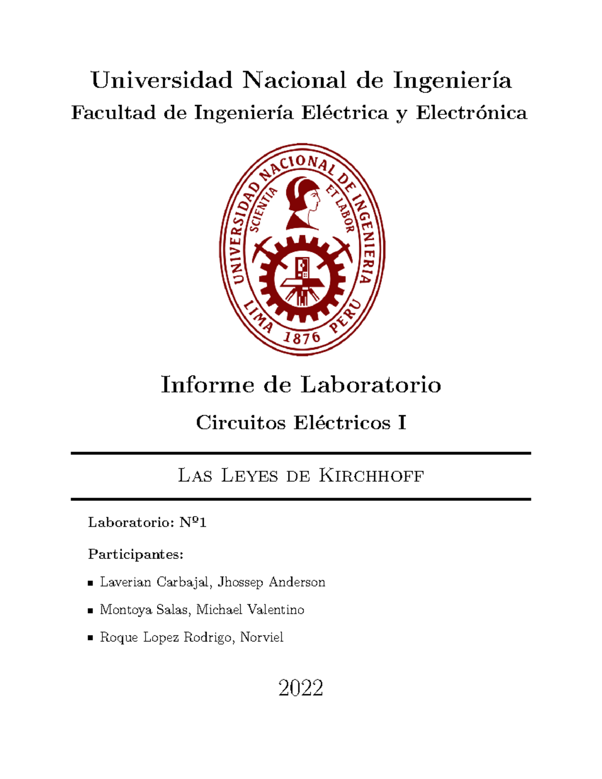 Laboratorio 1 Circuitos El ctricos I - Universidad Nacional de Ingenier ...