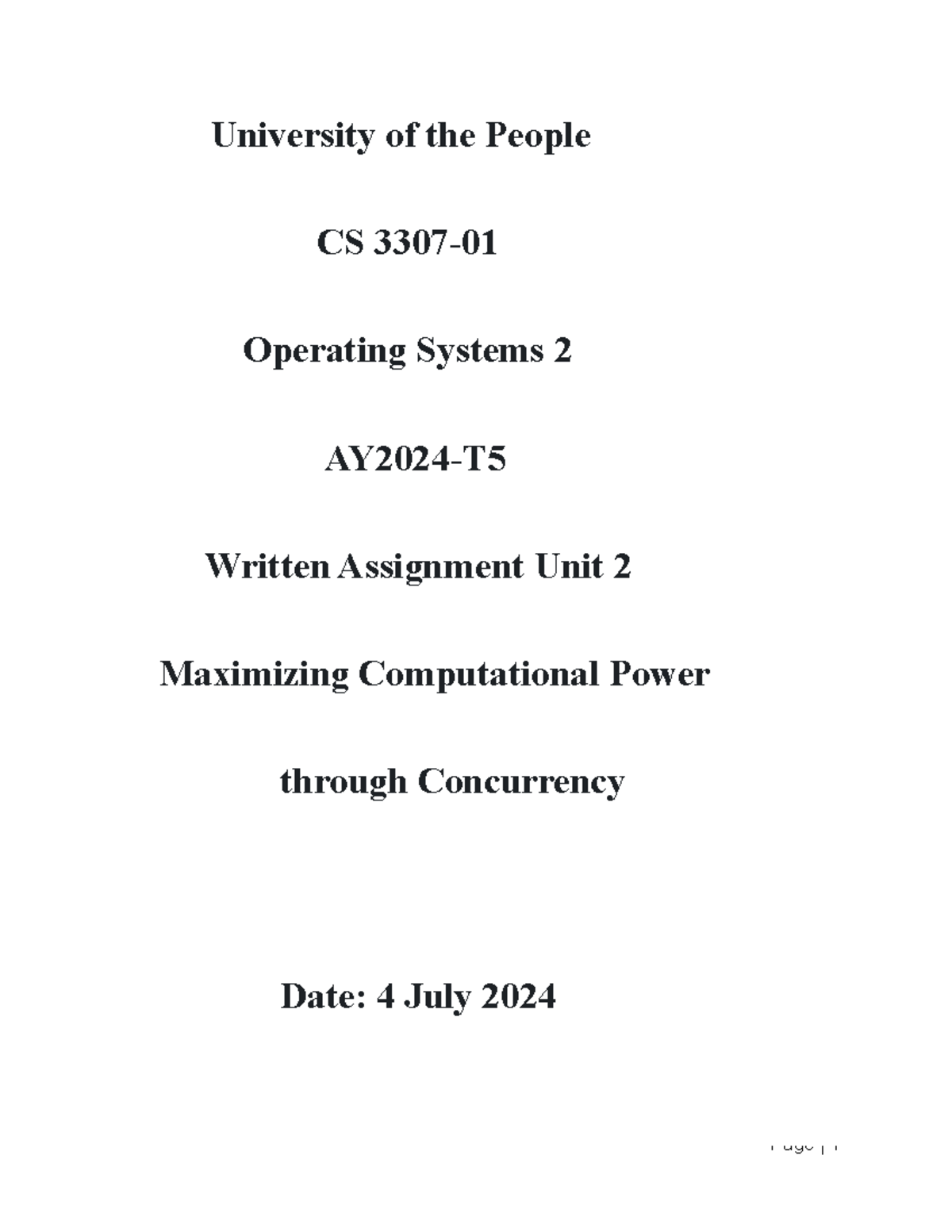 Written Assignment Unit 2 - University of the People CS 3307- 01 Operating Systems 2 AY2024-T ...
