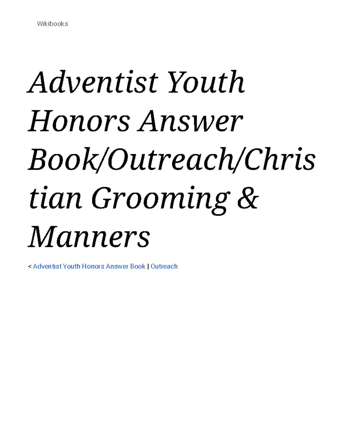 Christian Grooming For Adventist Youth Wikibooks Adventist Youth christian-grooming-for-adventist-youth-wikibooks-adventist-youth