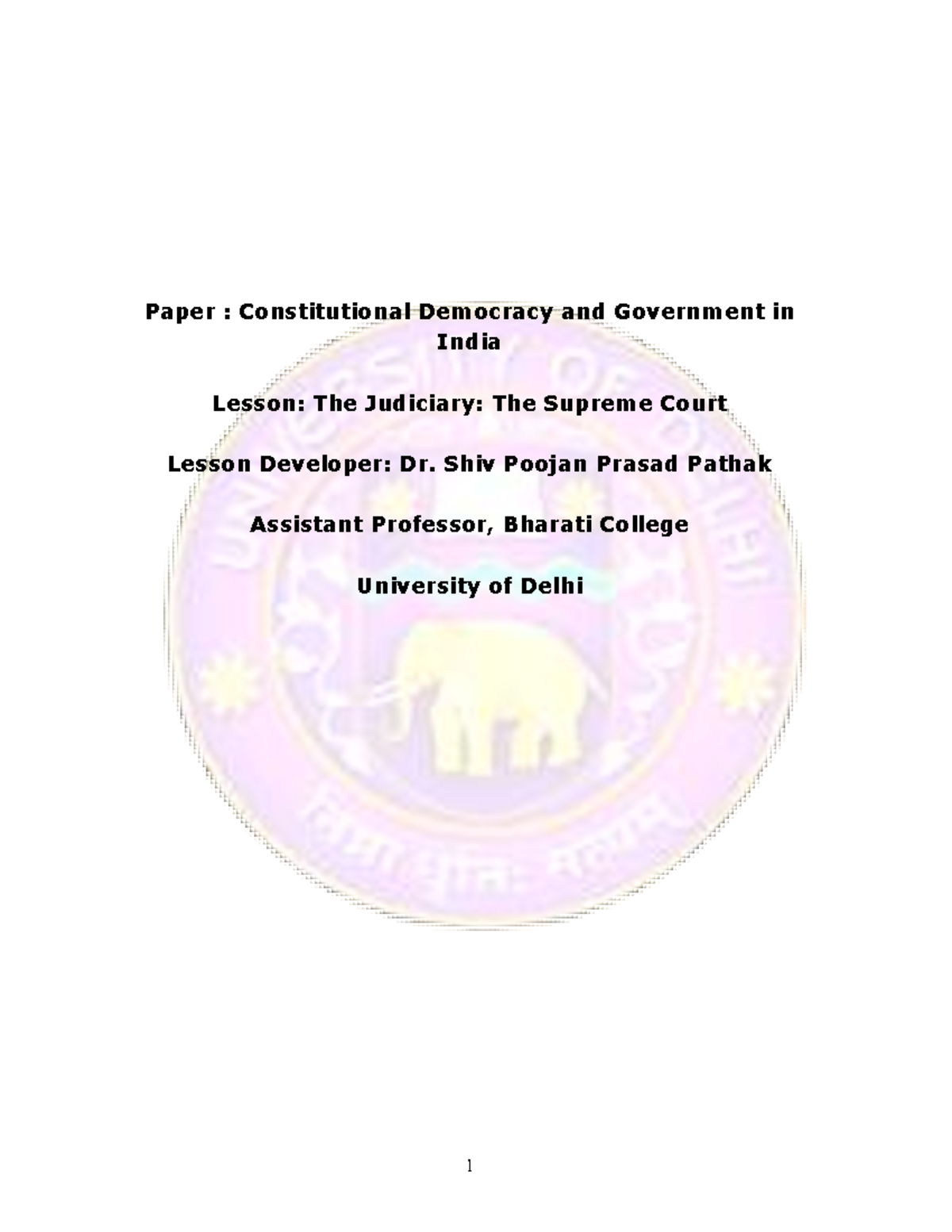 The Judiciary The Supreme Court - Paper : Constitutional Democracy and ...